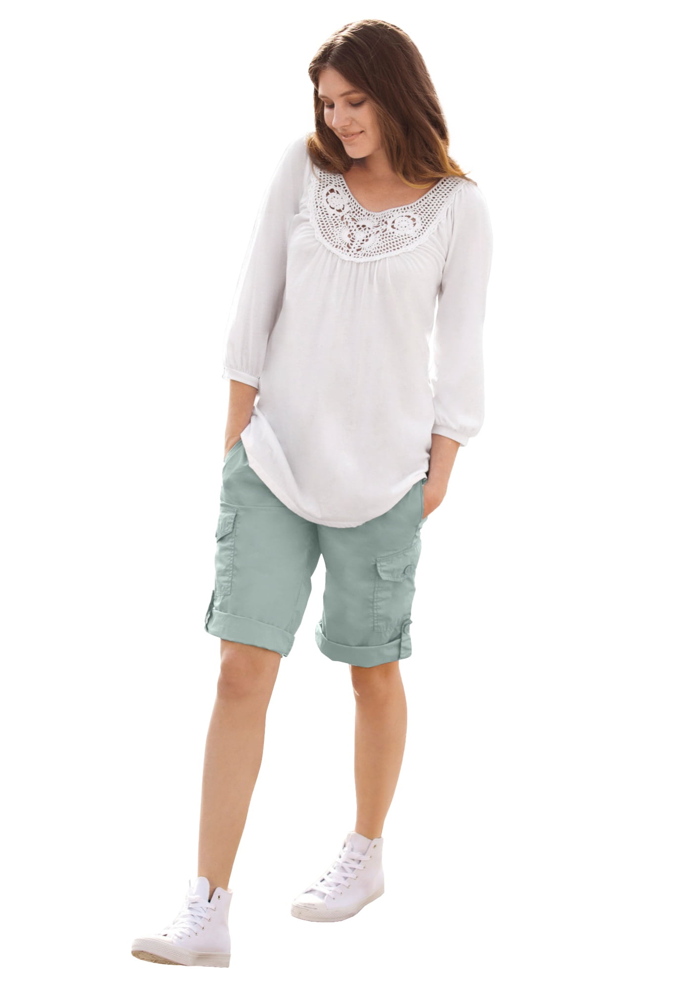 ellos Women's Plus Size Convertible Cargo Shorts - Walmart.com ellos Women's Plus Size Convertible Cargo Shorts - Walmart.com