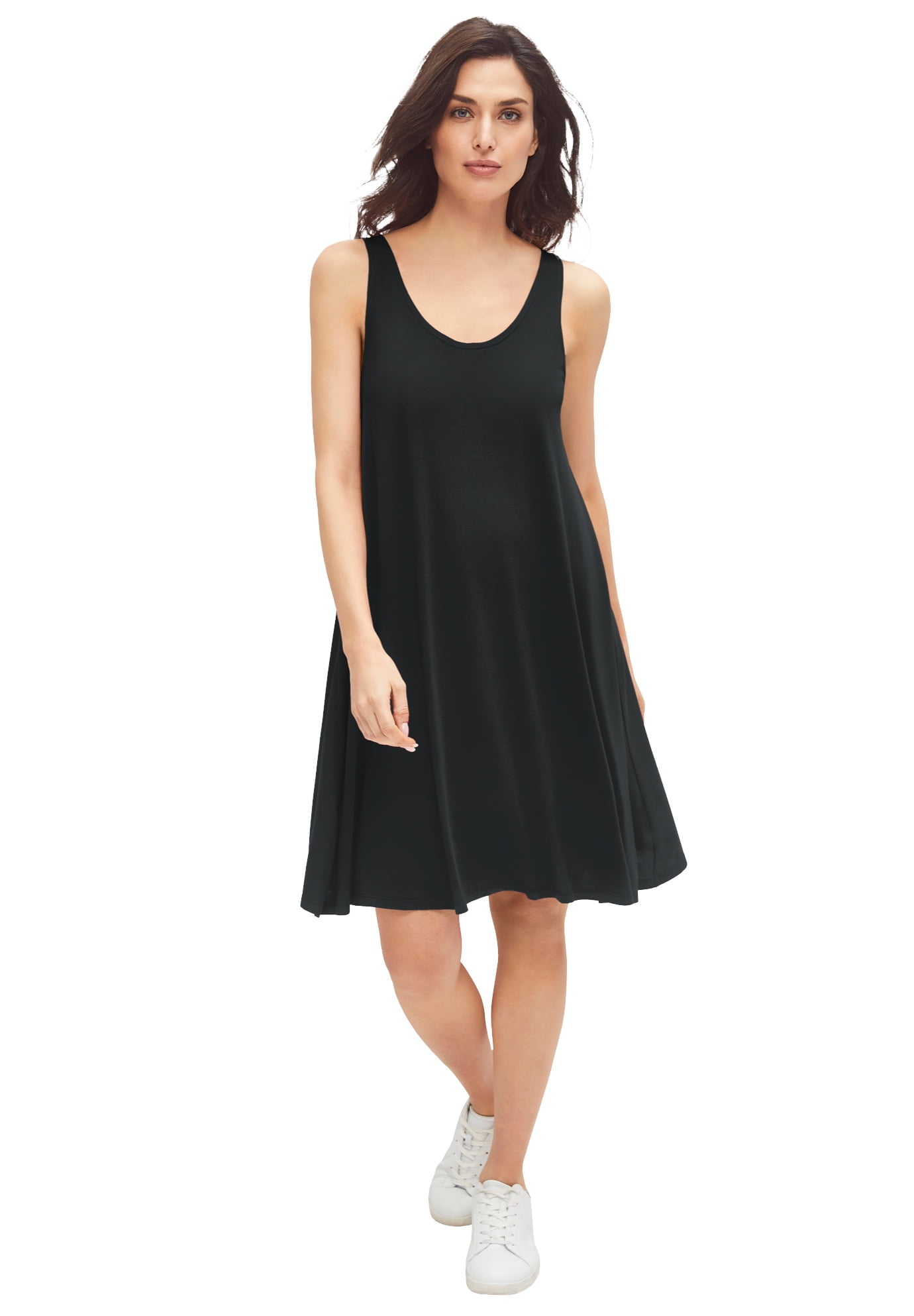 ellos Women's Plus Size Crossover Back Tank Dress - 18/20, Black ...