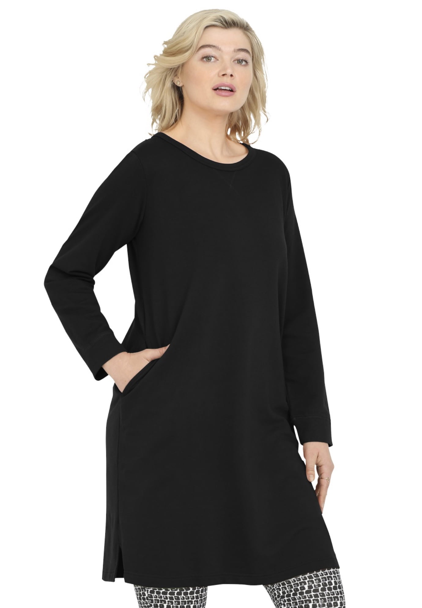 ellos Women's Plus Size French Terry Tunic Dress - Walmart.com