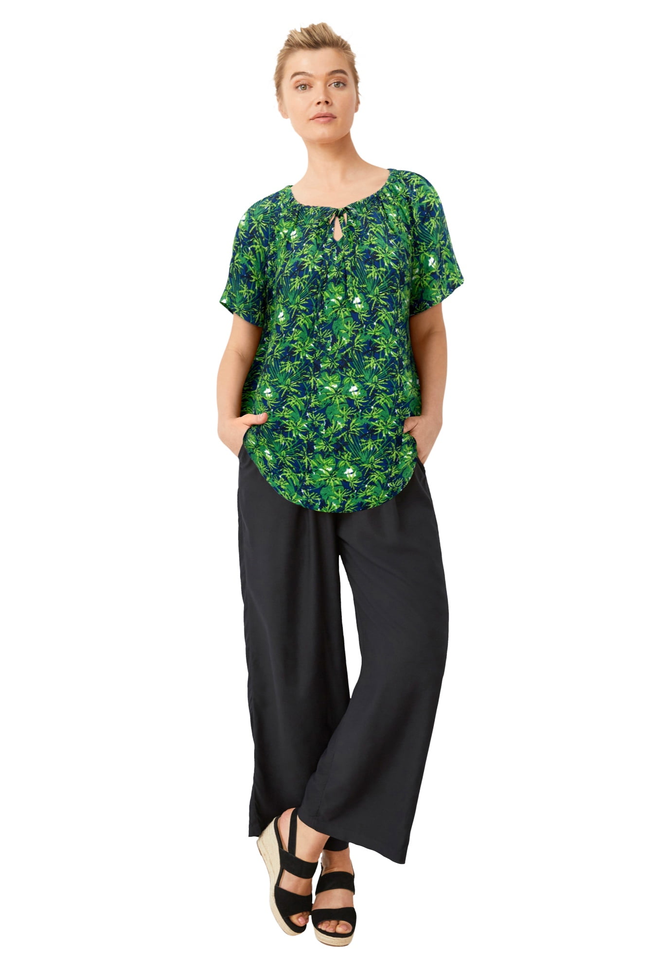 ellos Plus Size Keyhole Peasant Blouse - Walmart.com