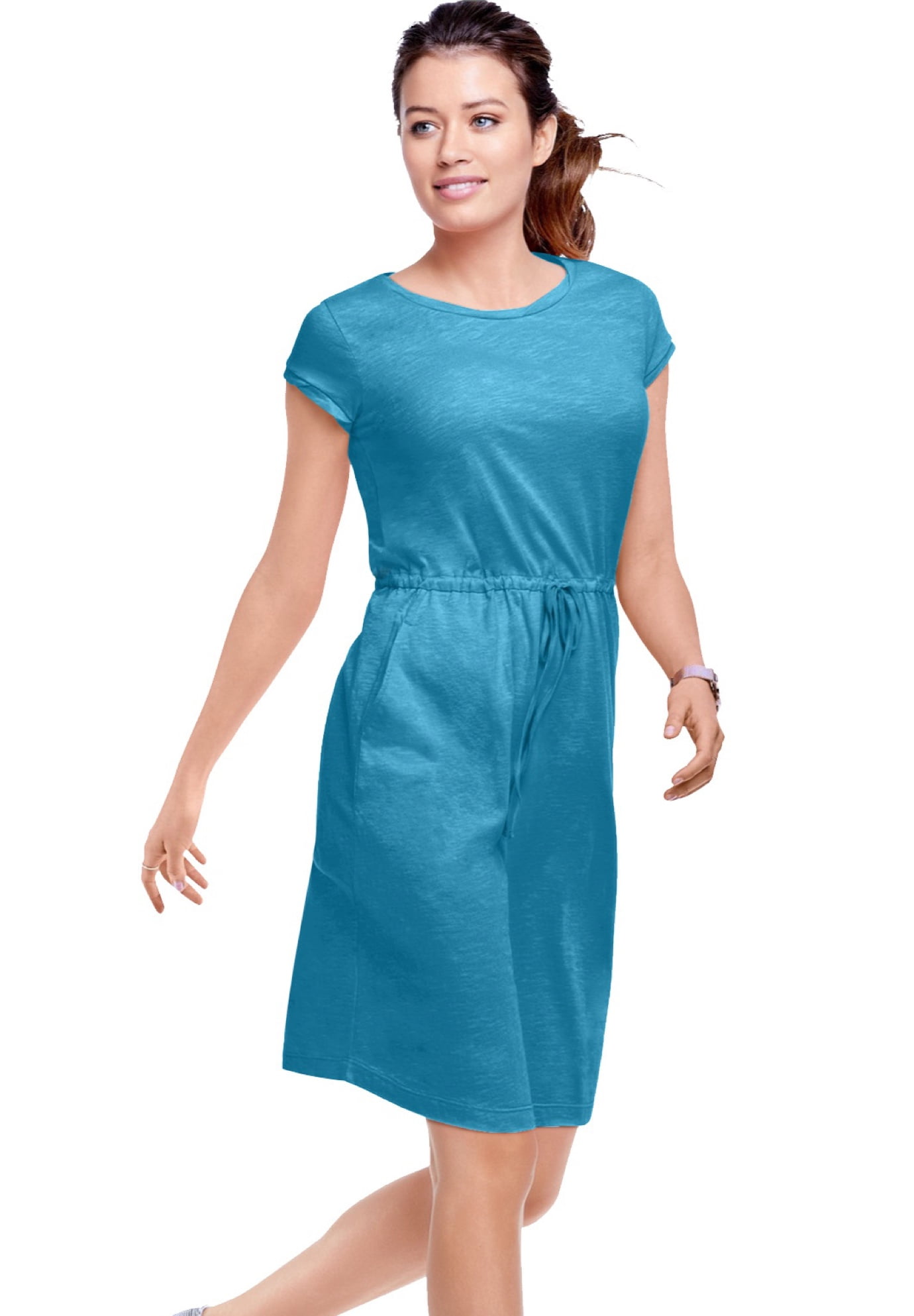 ellos Women's Plus Size Knit Drawstring Dress - 18/20, Tropical Aqua ...