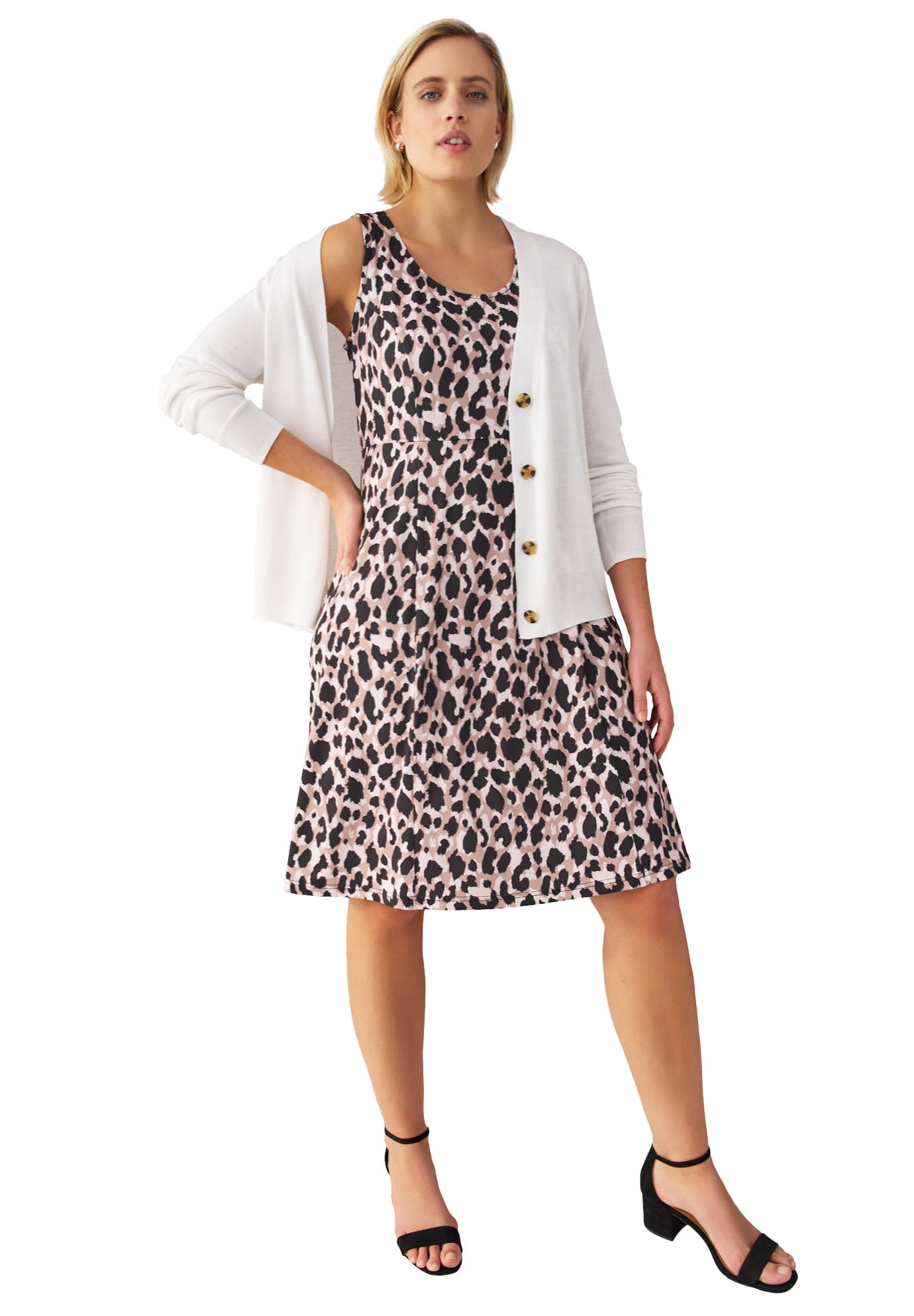 ellos Women's Plus Size Knit Fit And Flare Knit Dress - Walmart.com