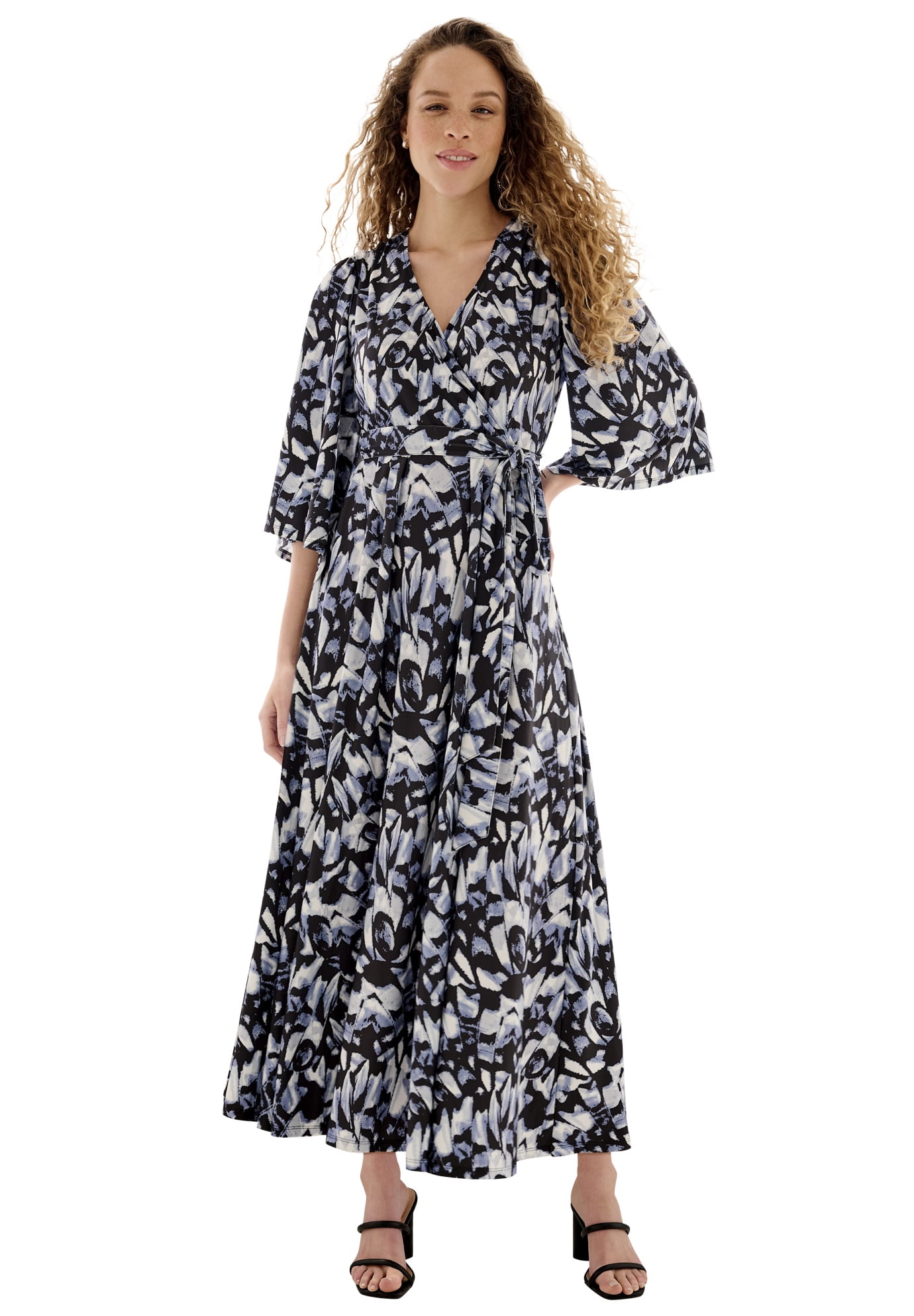 ellos Plus Size Knit Surplice Tie-Waist Maxi Dress - Walmart.com