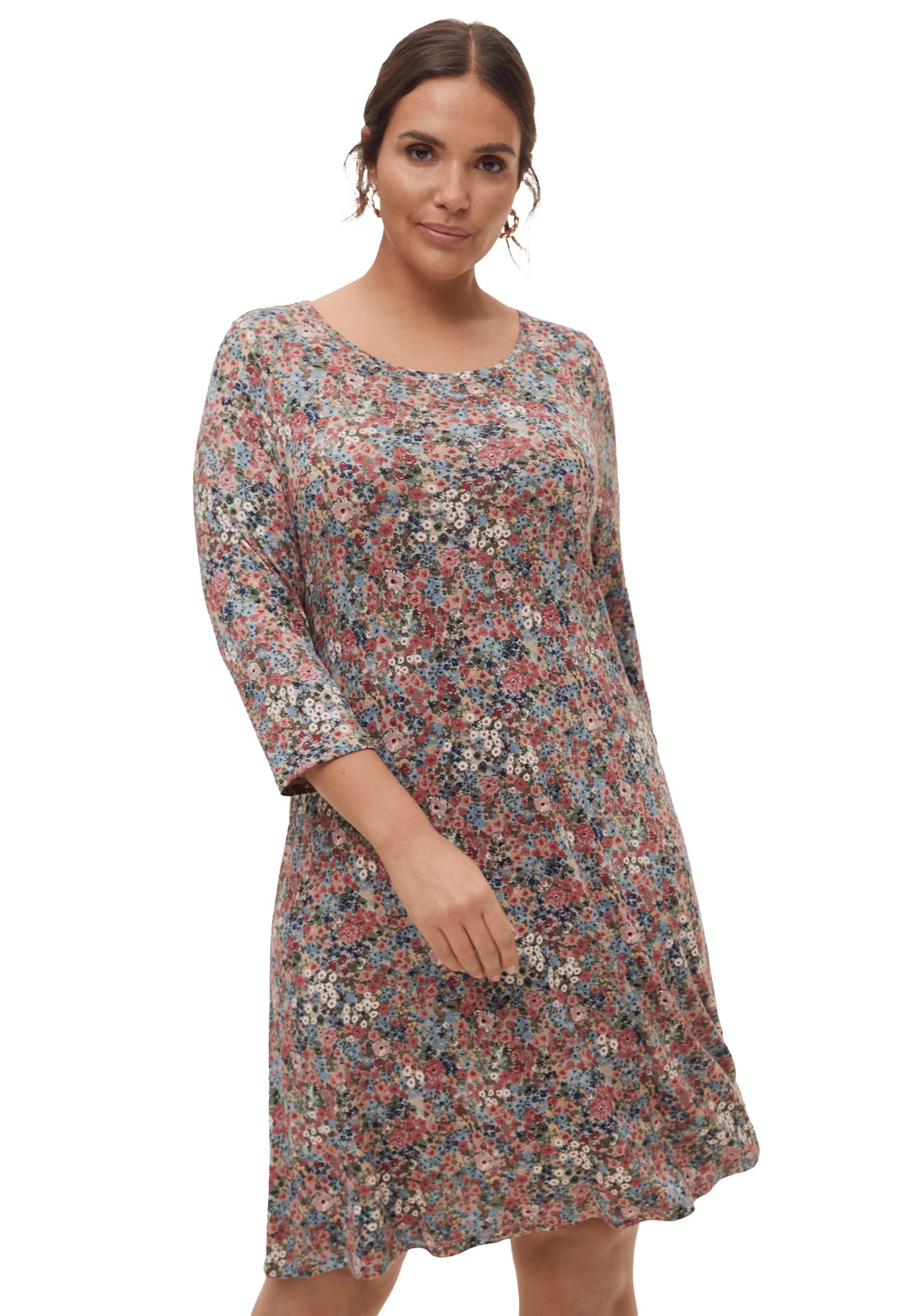 ellos Women's Plus Size Madison 3/4 Sleeve Dress - 5X, Grey Spruce ...