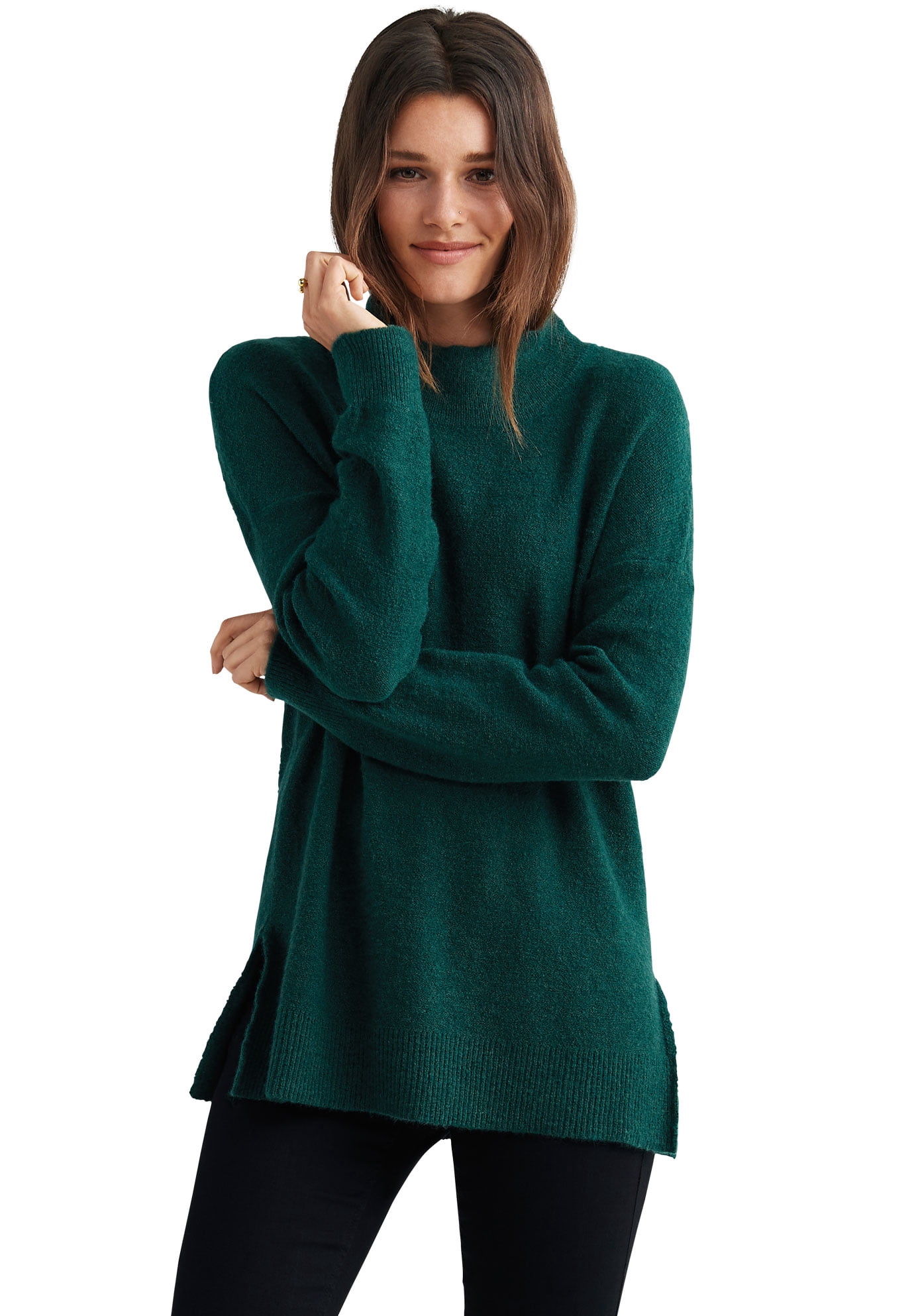 ellos Women's Plus Size Mockneck Tunic Sweater - 26/28, Evergreen ...