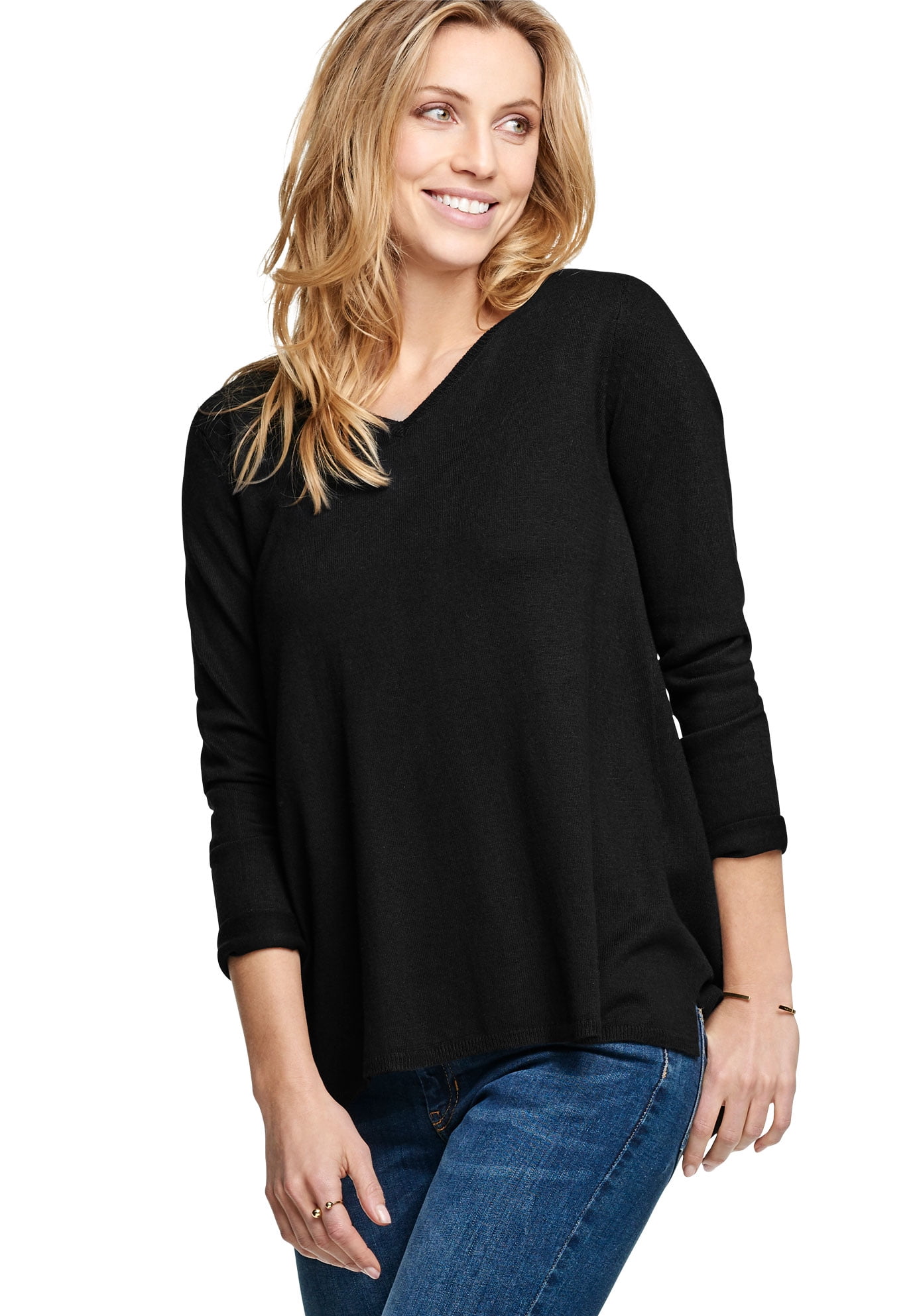 ellos Women's Plus Size Pleat Back Sweater - 14/16, Black - Walmart.com