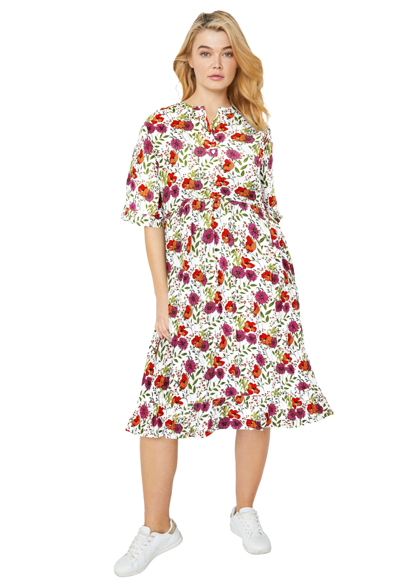 ellos Women's Plus Size Ruffled Empire Dress - Walmart.com