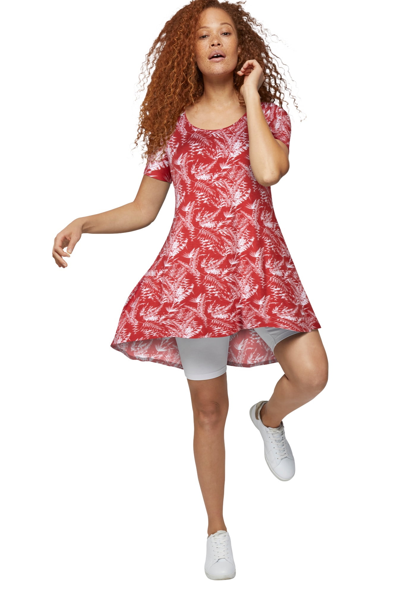 ellos Women's Plus Size Short Sleeve A-Line Knit Dress - 38/40, Ruby ...