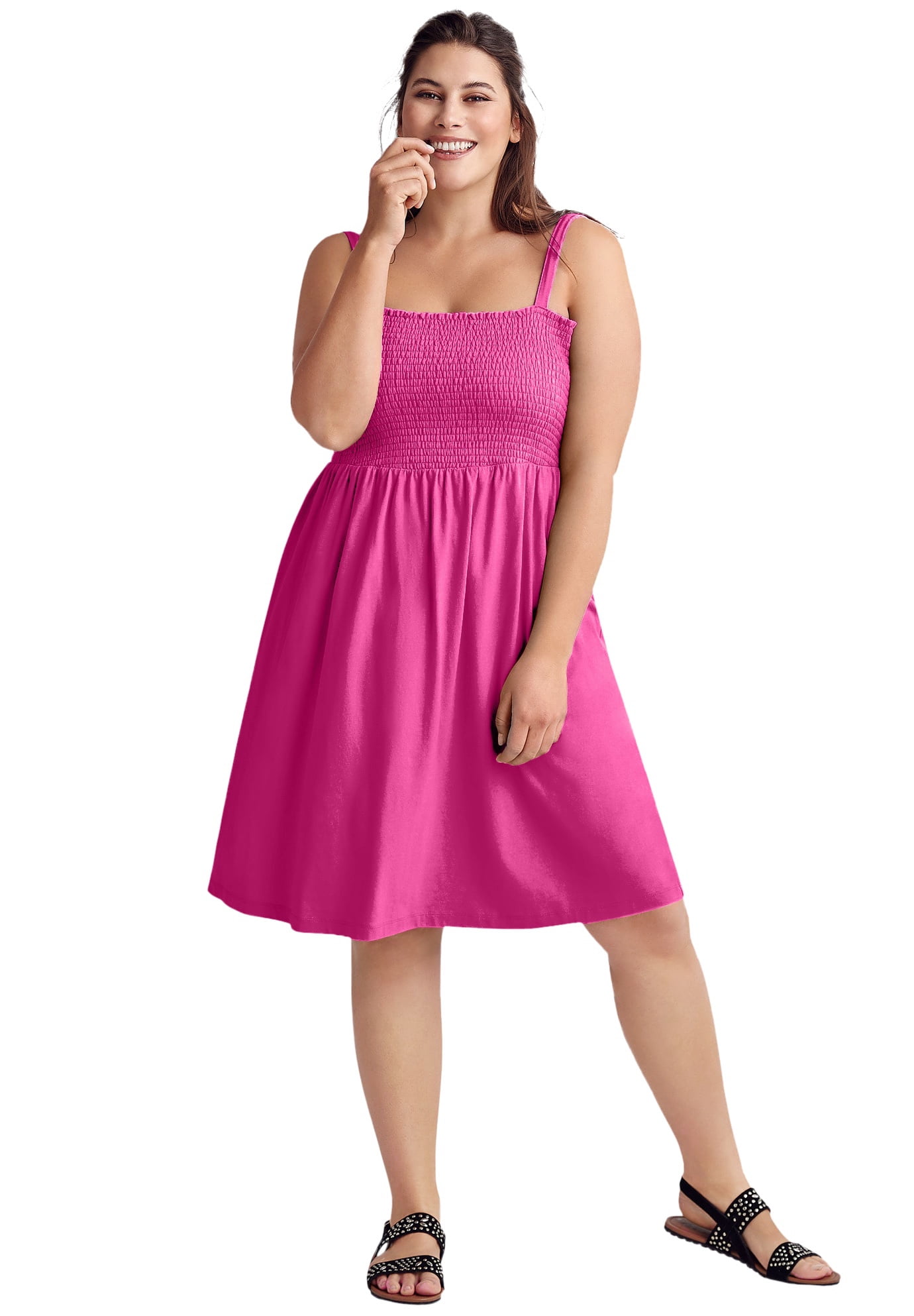 ellos Women's Plus Size Smocked Bodice Tank Dress - 4X, Tropical ...