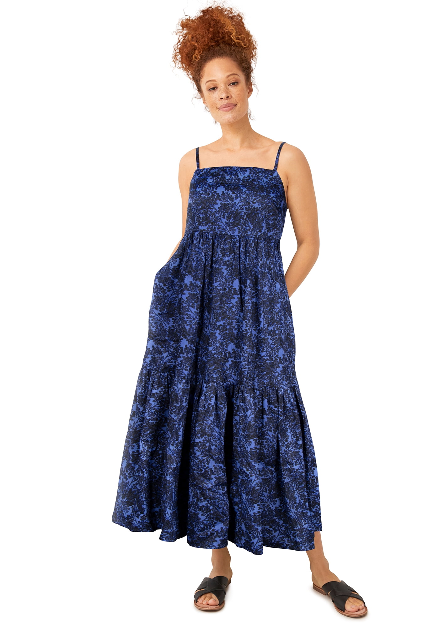 ellos Women's Plus Size Tiered Cotton Maxi Dress - 10/12, Blue Violet ...