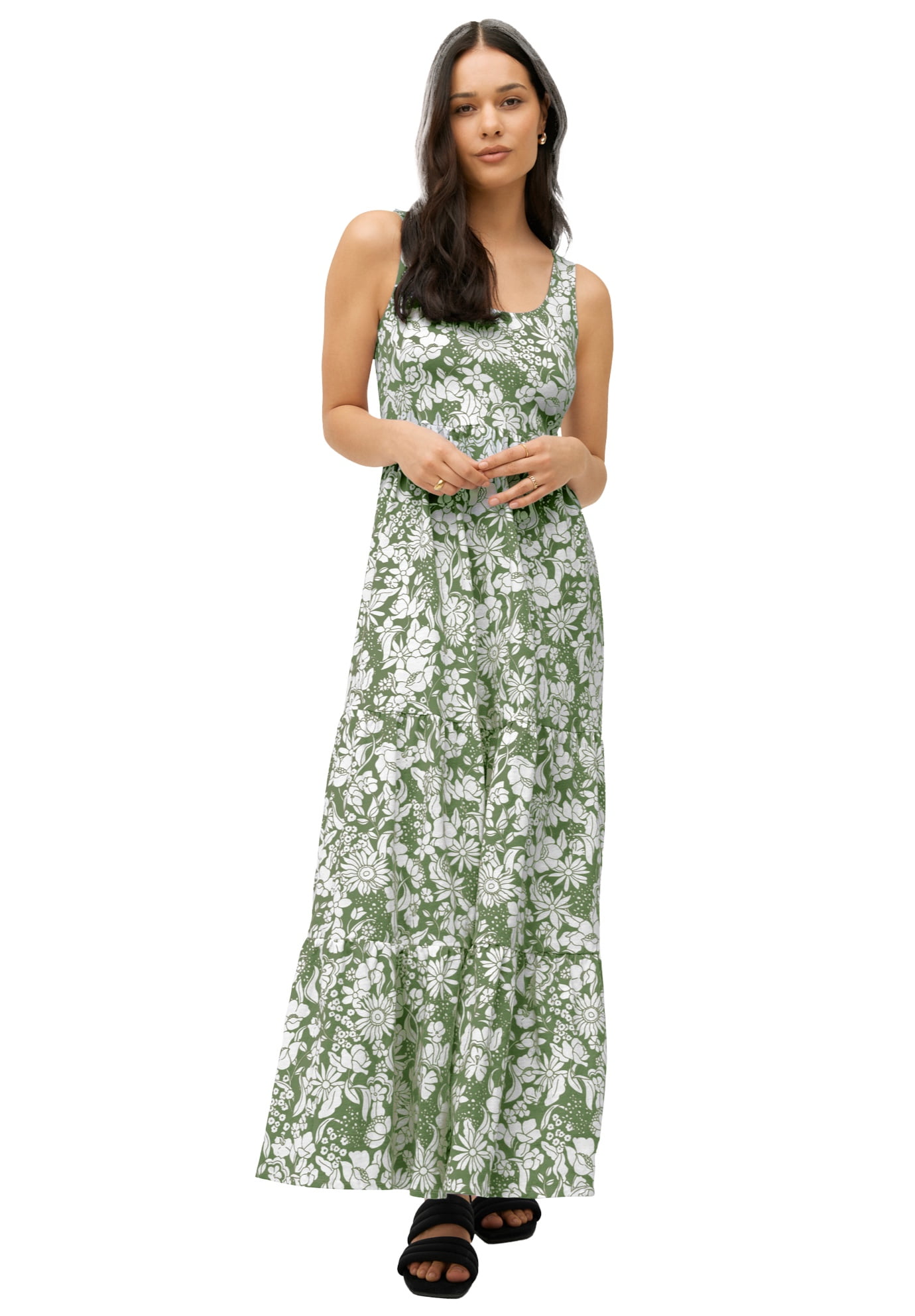 ellos Women's Plus Size Tiered Maxi Dress - Walmart.com