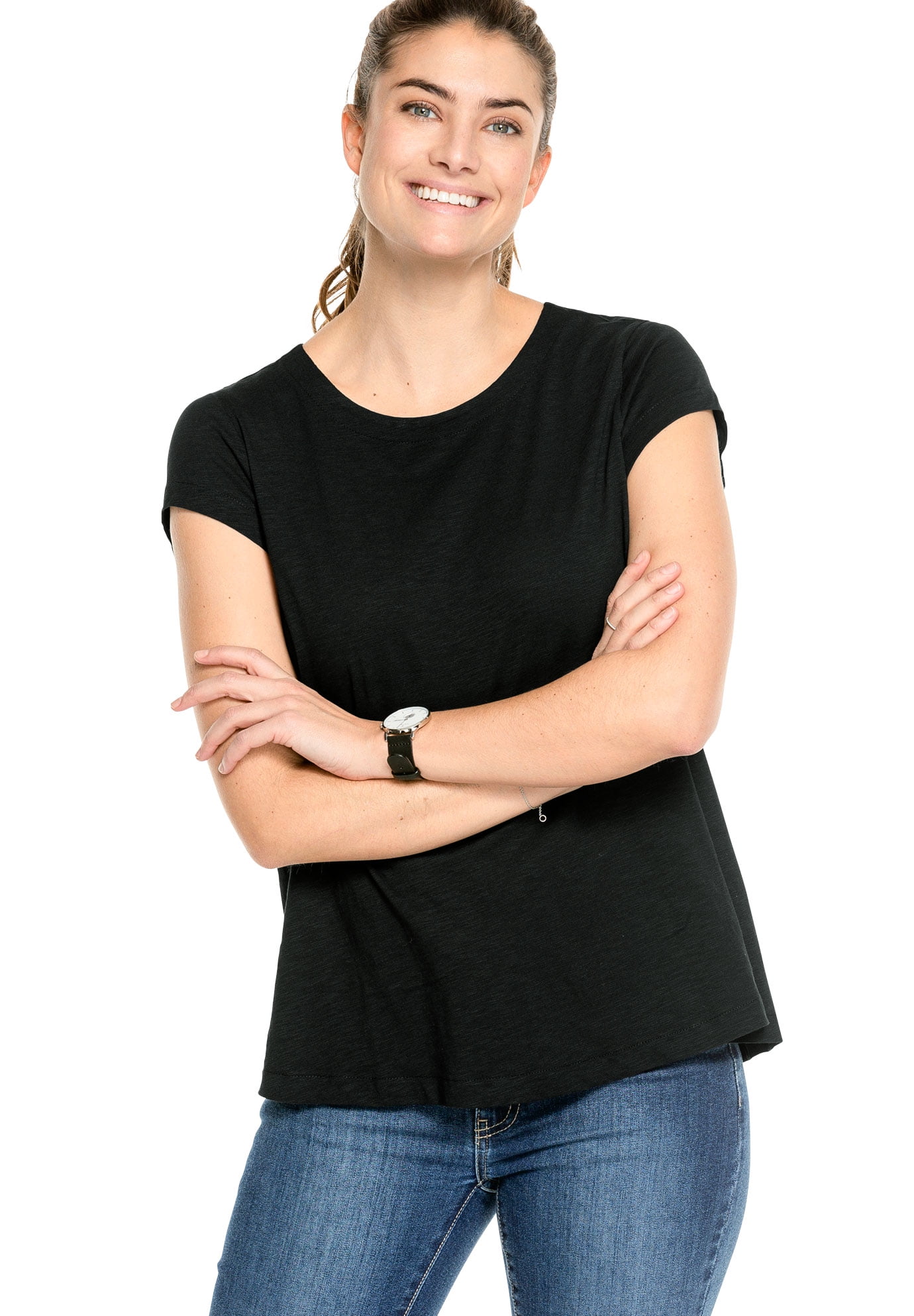 ellos Women's Plus Size Trapeze Knit Tee - 10/12, Black - Walmart.com