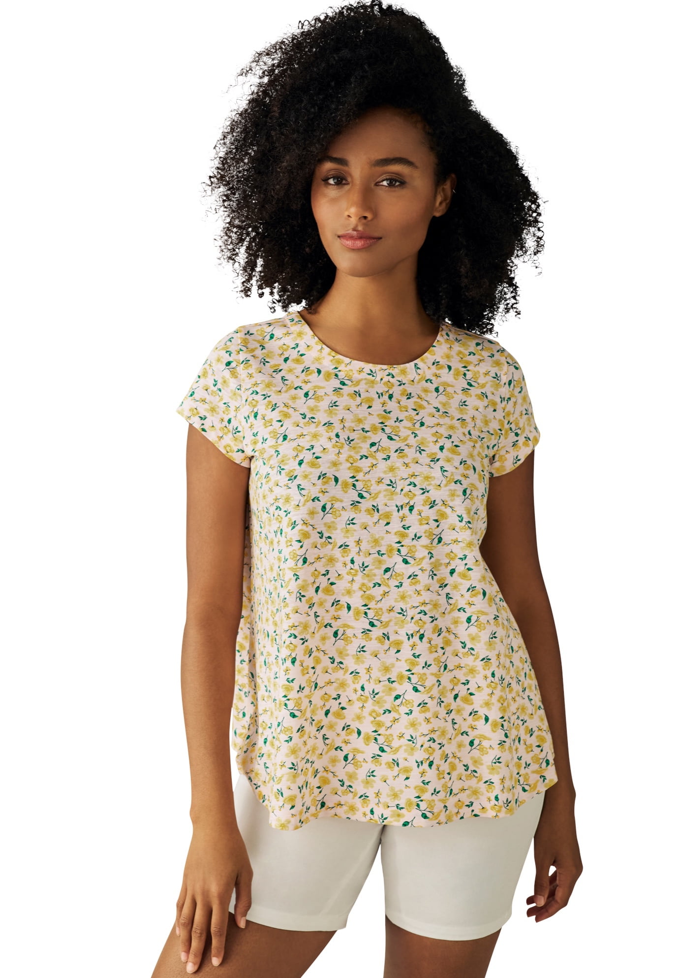 ellos Women's Plus Size Trapeze Knit Tee - 22/24, Orchid Pink Yellow ...