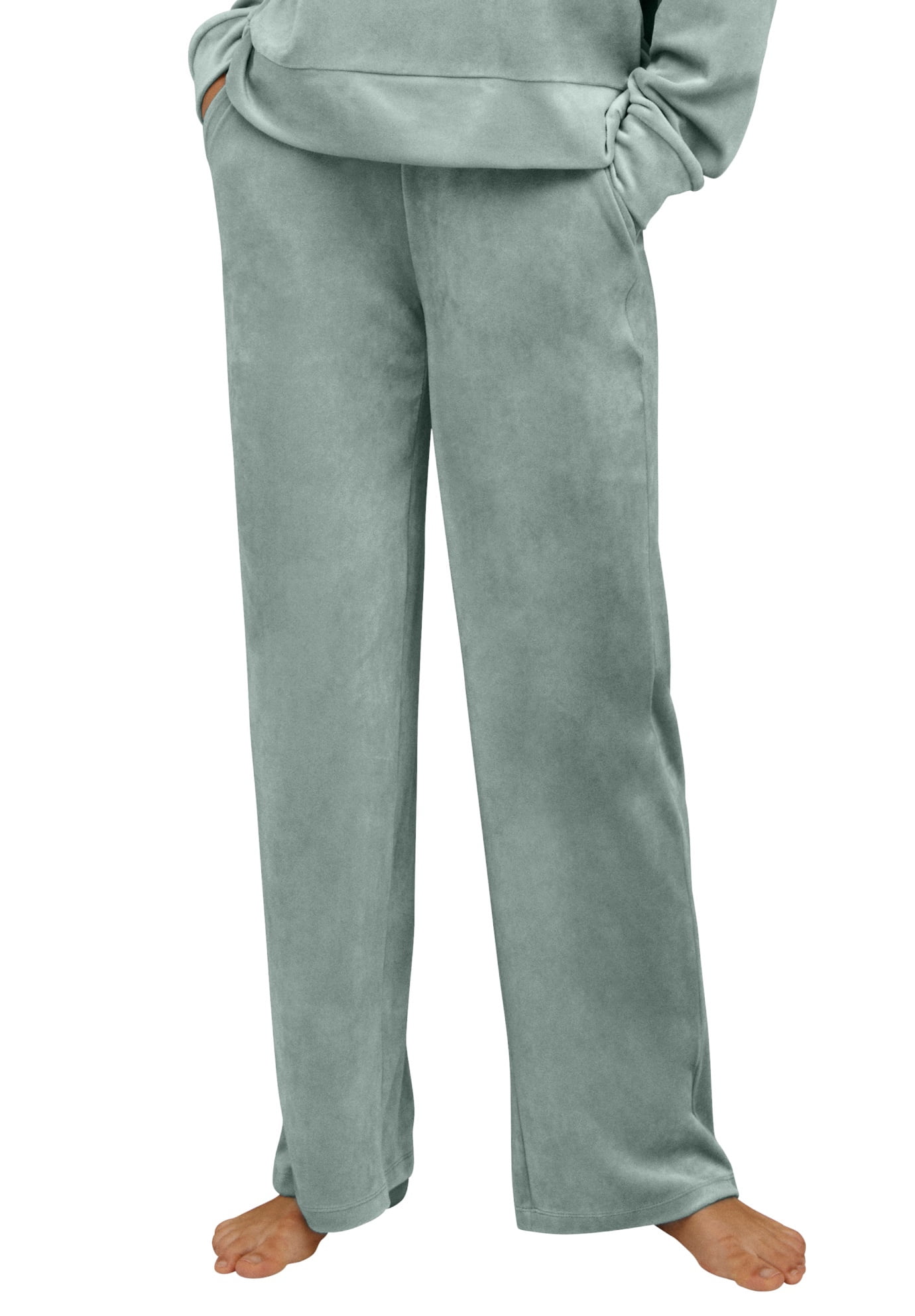ellos Women's Plus Size Wide Leg Velour Lounge Pants - 26/28, Grey ...