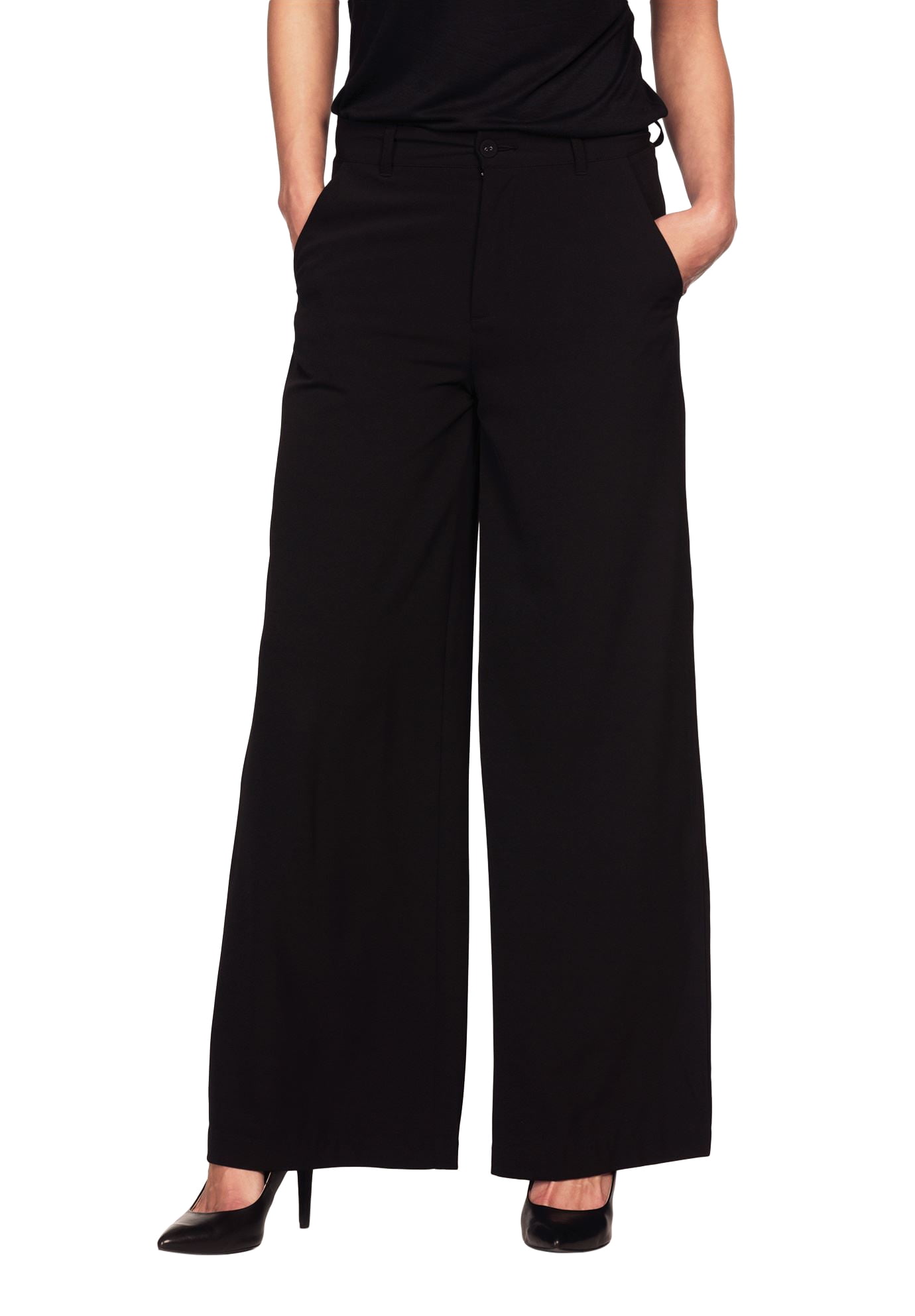 ellos Women's Plus Size Woven Wide Leg Pants - 36, Black - Walmart.com