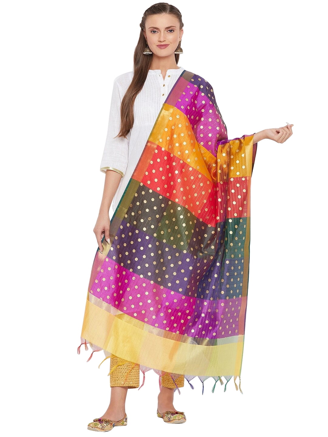 eloria Dot Multi Color Woman's Indian Ethnic Chunni, Dupatta, Stole ...