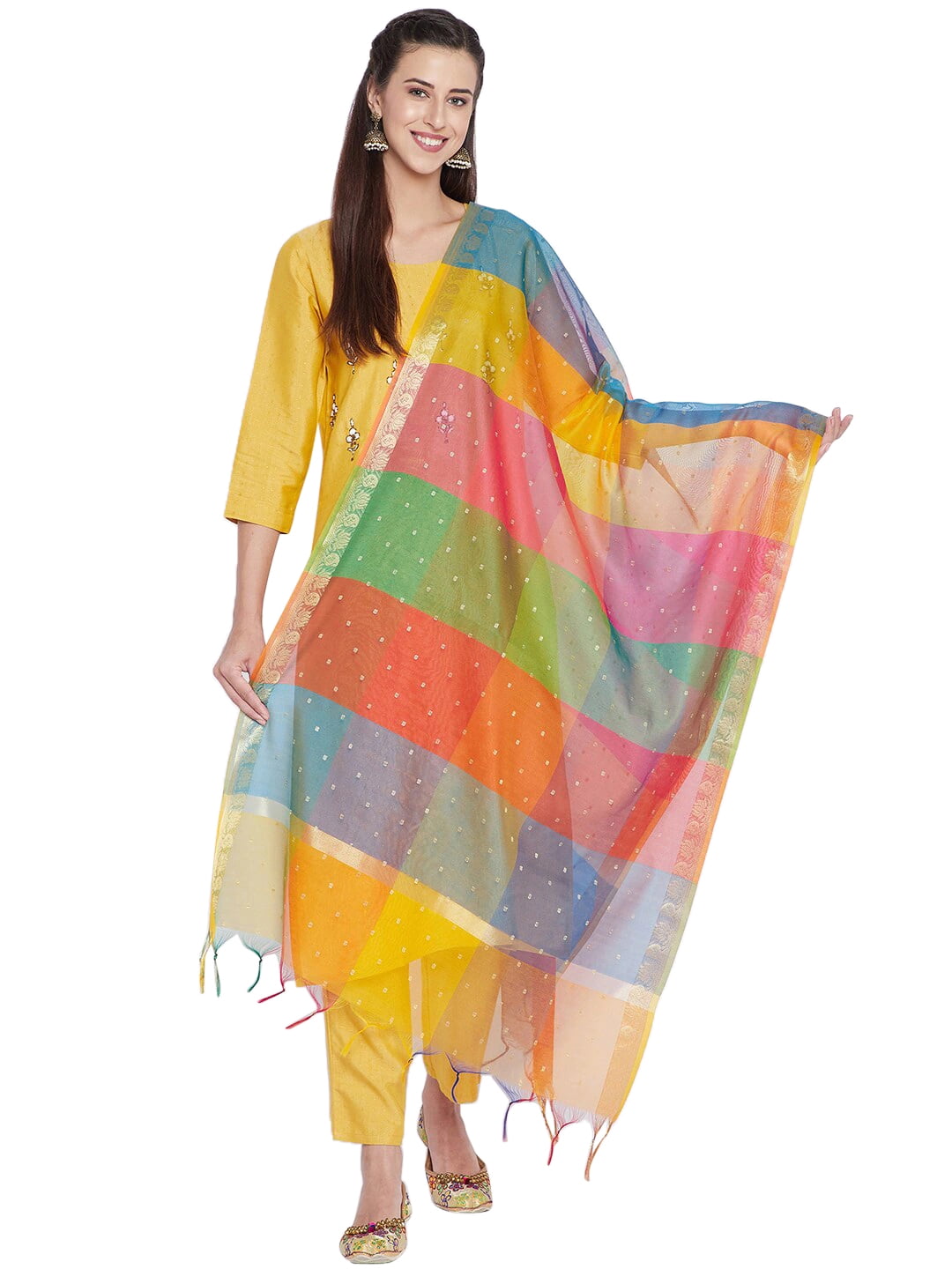 eloria Dot Multi Color Woman's Indian Ethnic Chunni, Dupatta, Stole ...