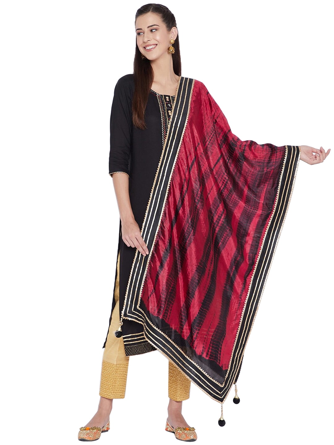 eloria Floral Black Woman's Indian Ethnic Chunni, Dupatta, Stole, Scarf ...