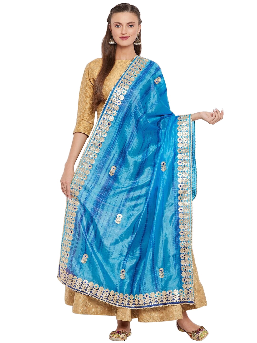 eloria Floral Blue Woman's Indian Ethnic Chunni, Dupatta, Stole, Scarf ...
