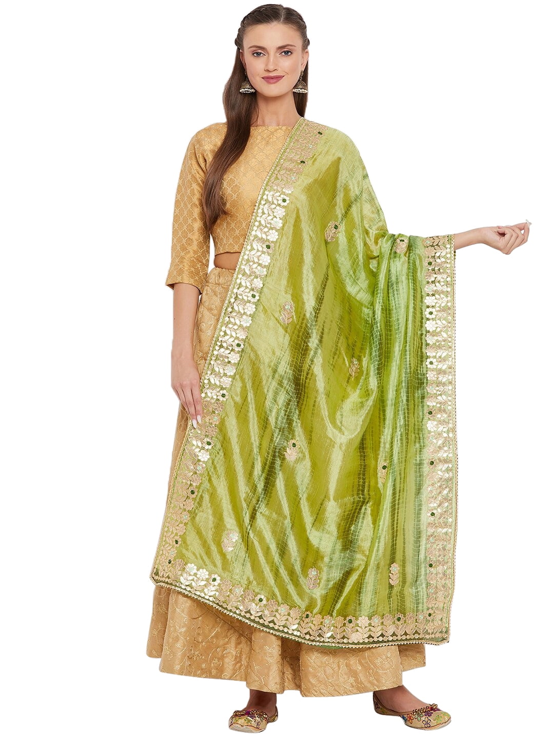 eloria Floral Green Woman's Indian Ethnic Chunni, Dupatta, Stole, Scarf ...