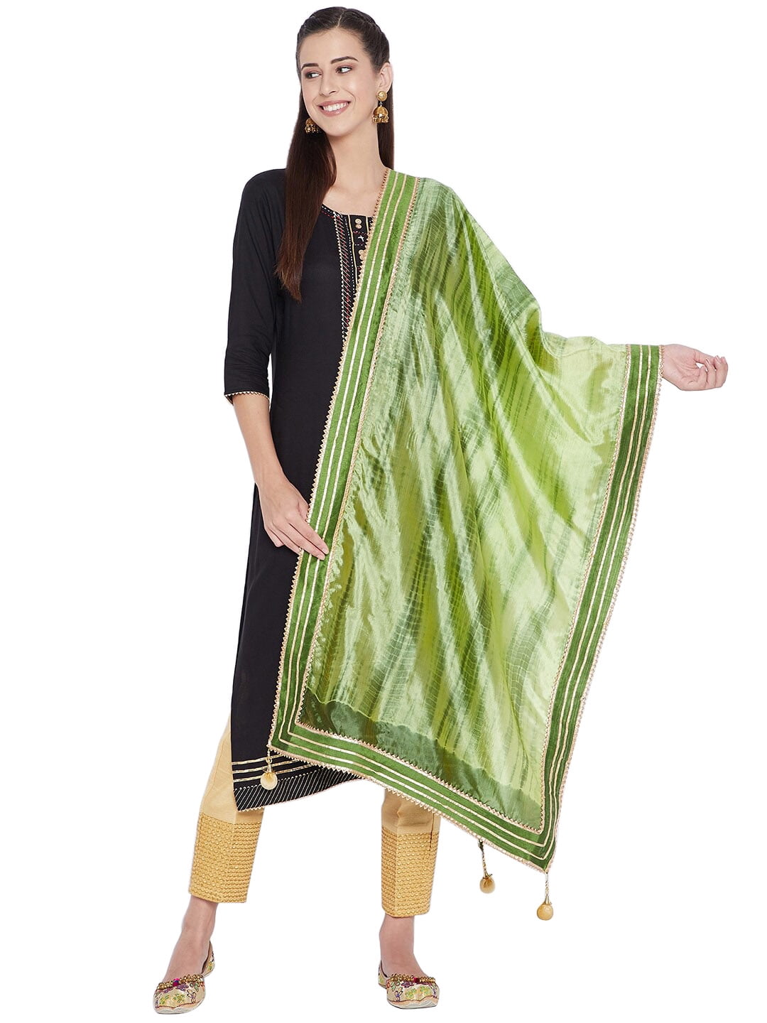 eloria Floral Green Woman's Indian Ethnic Chunni, Dupatta, Stole, Scarf ...