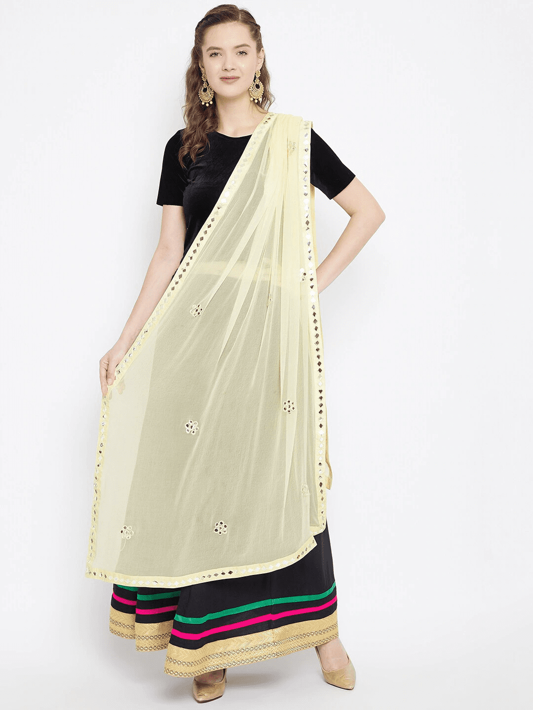 eloria Floral Lime Woman's Indian Ethnic Chunni, Dupatta, Stole, Scarf ...