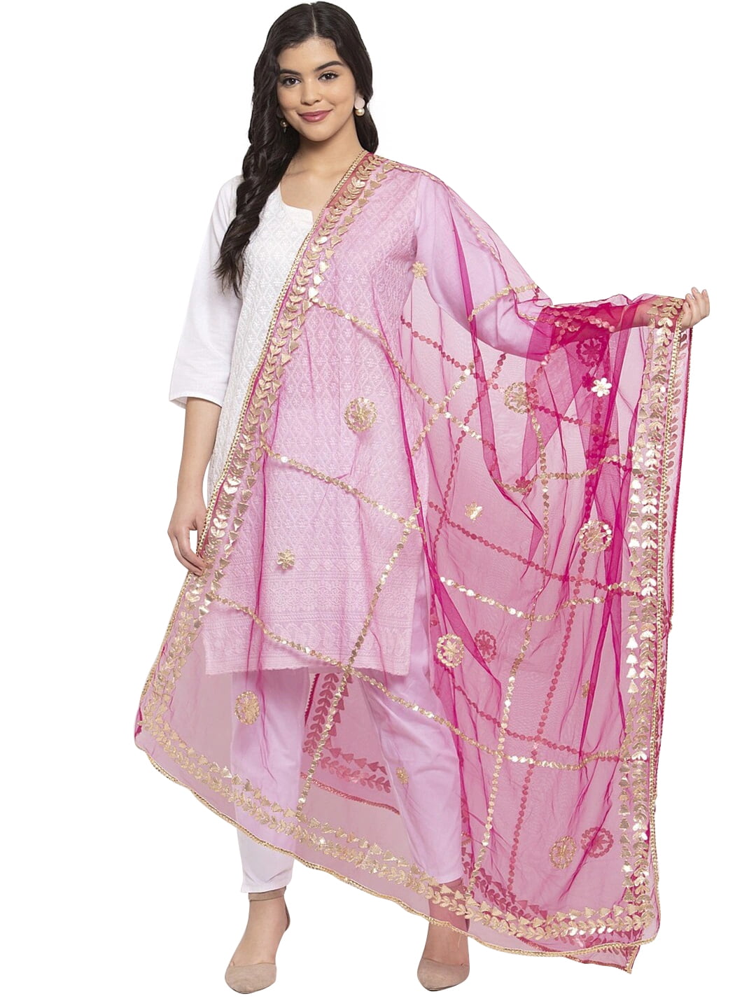 eloria Floral Magenta Woman's Indian Ethnic Chunni, Dupatta, Stole ...