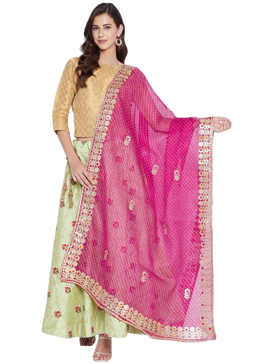 eloria Floral Magenta Woman's Indian Ethnic Chunni, Dupatta, Stole ...