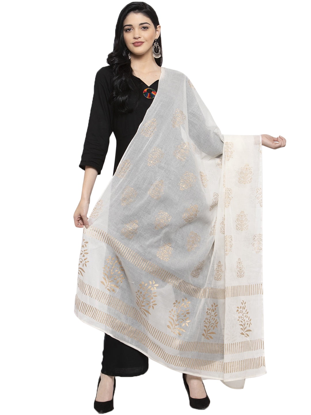 eloria Floral Off White Woman's Indian Ethnic Chunni, Dupatta, Stole ...