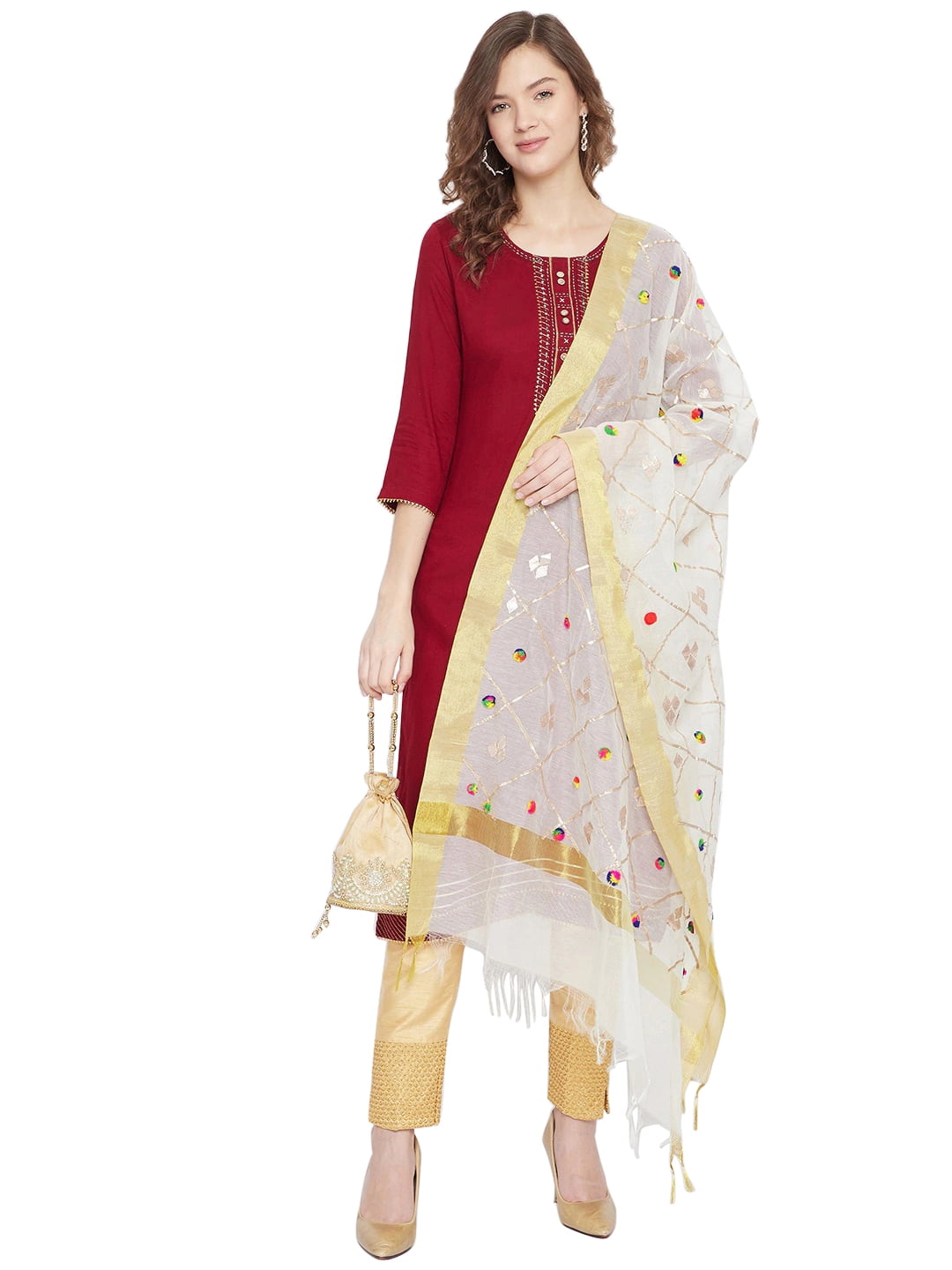 eloria Floral Off White Woman's Indian Ethnic Chunni, Dupatta, Stole ...