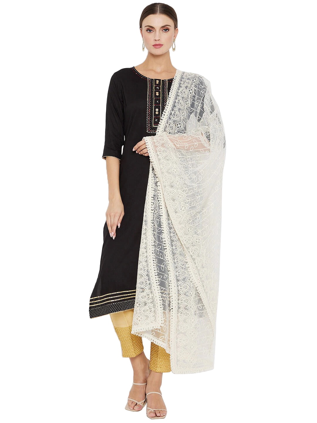 eloria Floral Off White Woman's Indian Ethnic Chunni, Dupatta, Stole ...