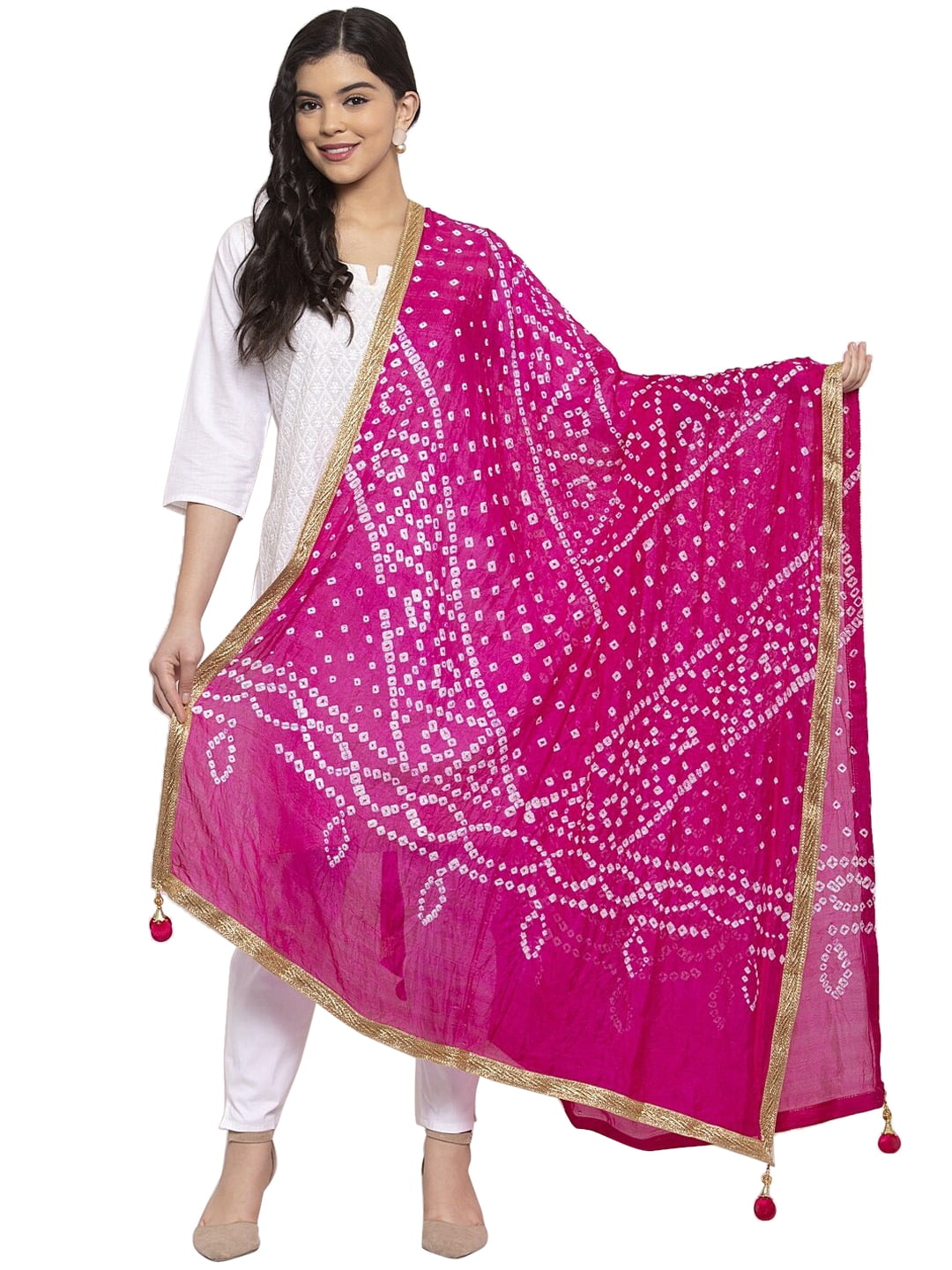 eloria Floral Pink Woman's Indian Ethnic Chunni, Dupatta, Stole, Scarf ...