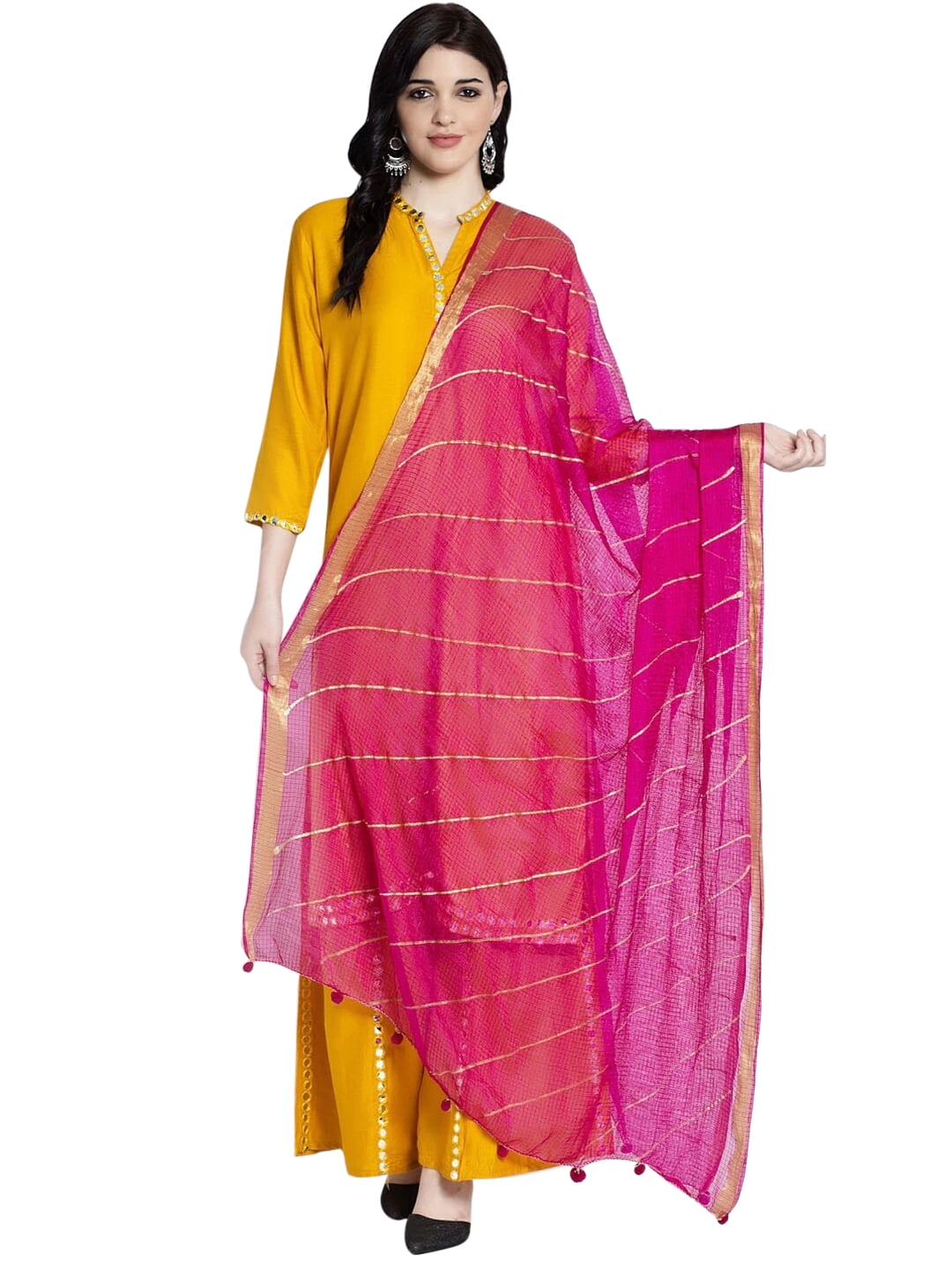 eloria Floral Pink Woman's Indian Ethnic Chunni, Dupatta, Stole, Scarf ...