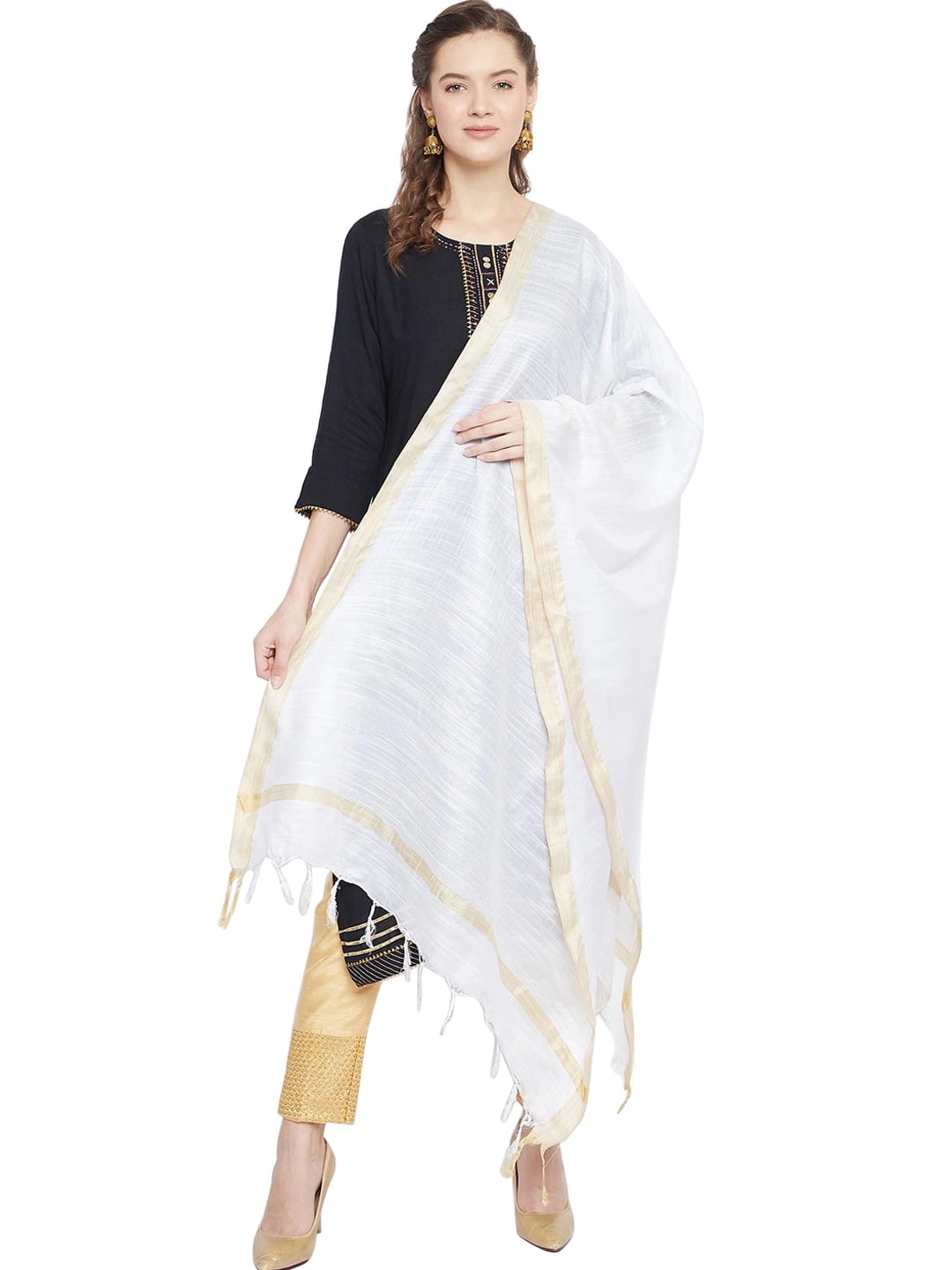 eloria Plain Off White Woman's Indian Ethnic Chunni, Dupatta, Stole ...
