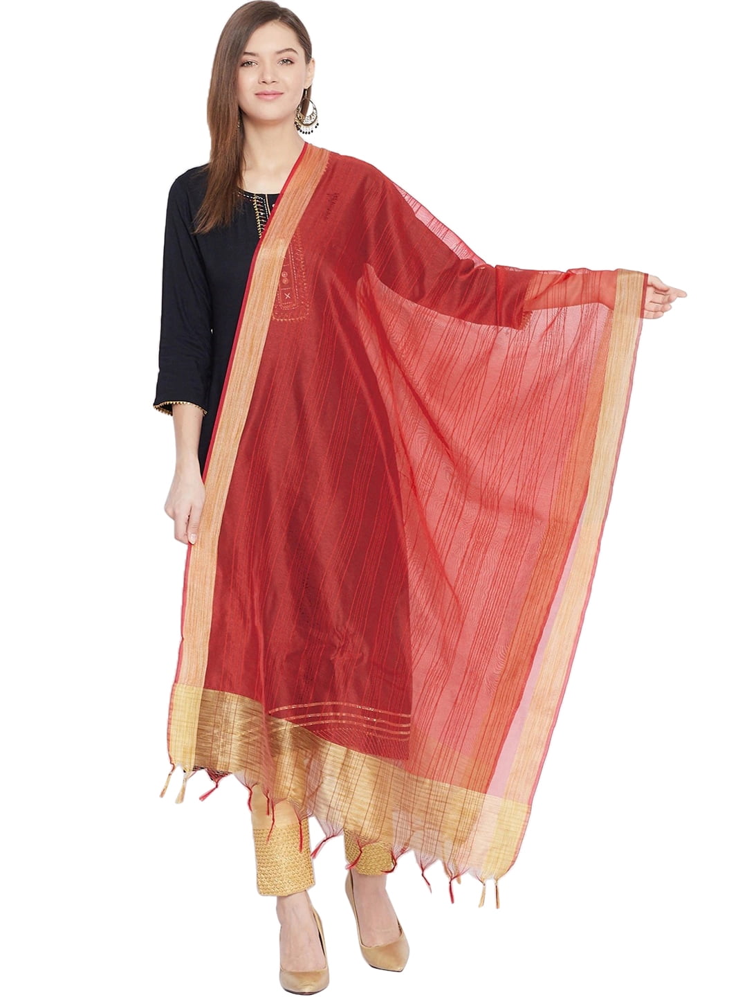 eloria Plain Red Woman's Indian Ethnic Chunni, Dupatta, Stole, Scarf ...