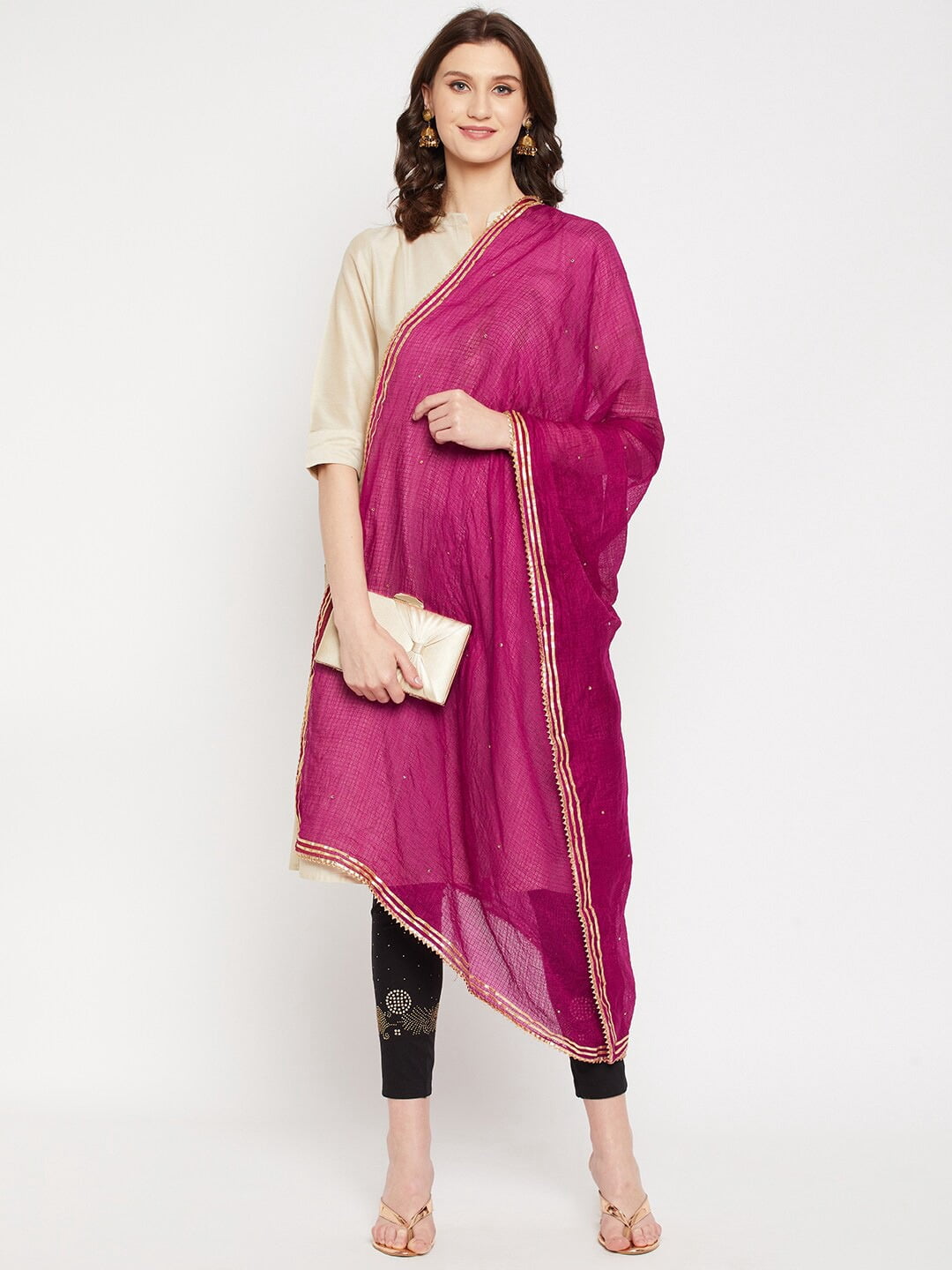 eloria Woman's Indian Ethnic Chunni, Cotton Blend Pink Dupatta, Stole ...