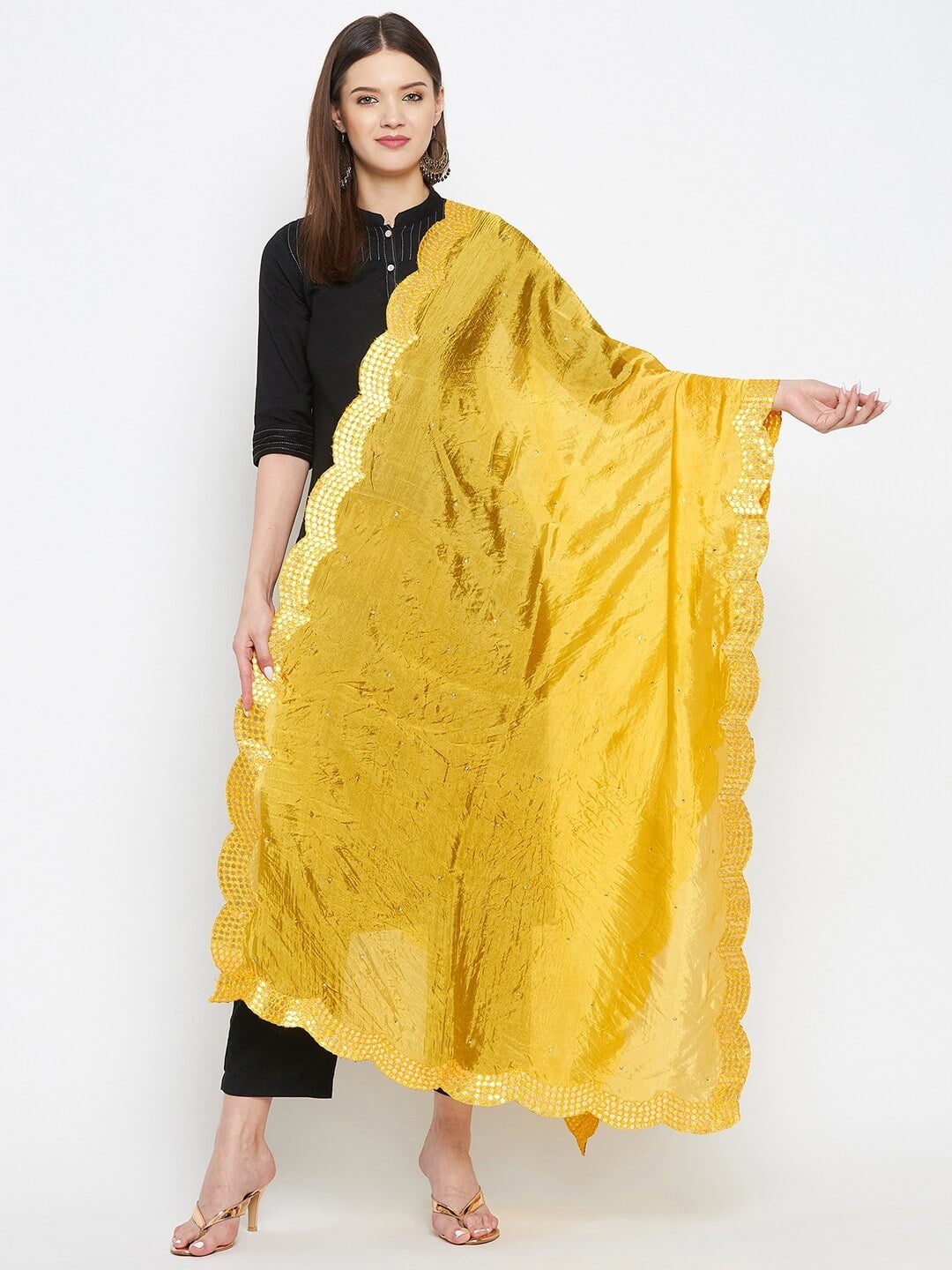 eloria Woman's Indian Ethnic Chunni, Silk Blend Yellow Dupatta, Stole ...