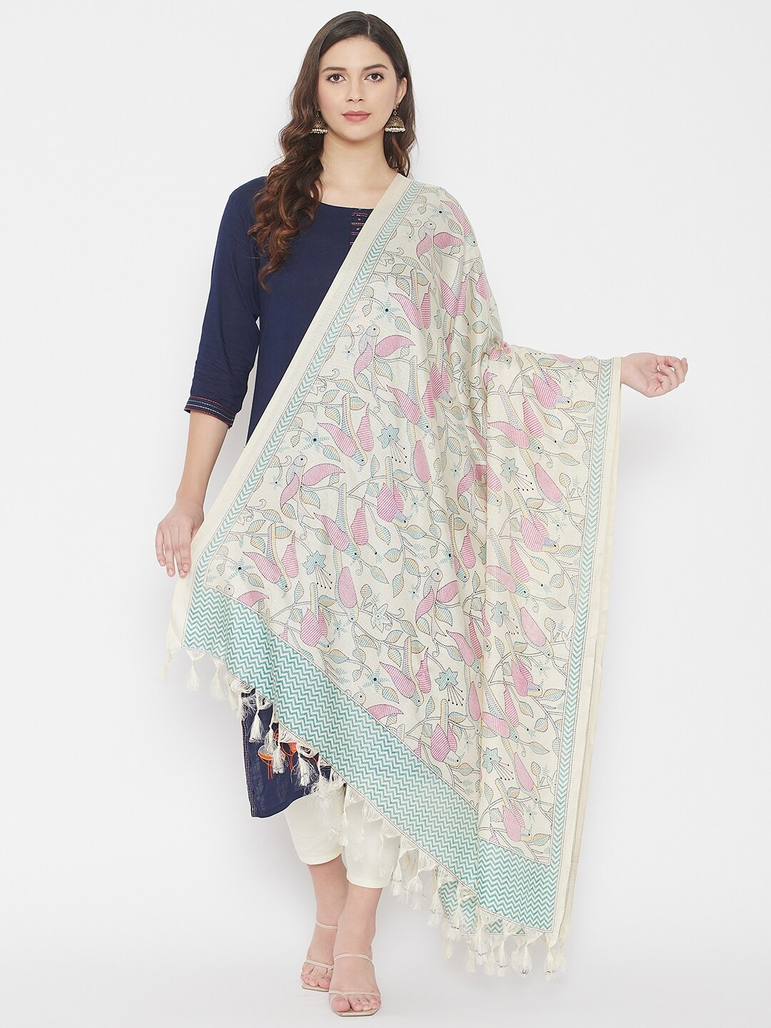 eloria Woman's Indian Ethnic Chunni, Silk blend Ethnic Motifs Blue ...