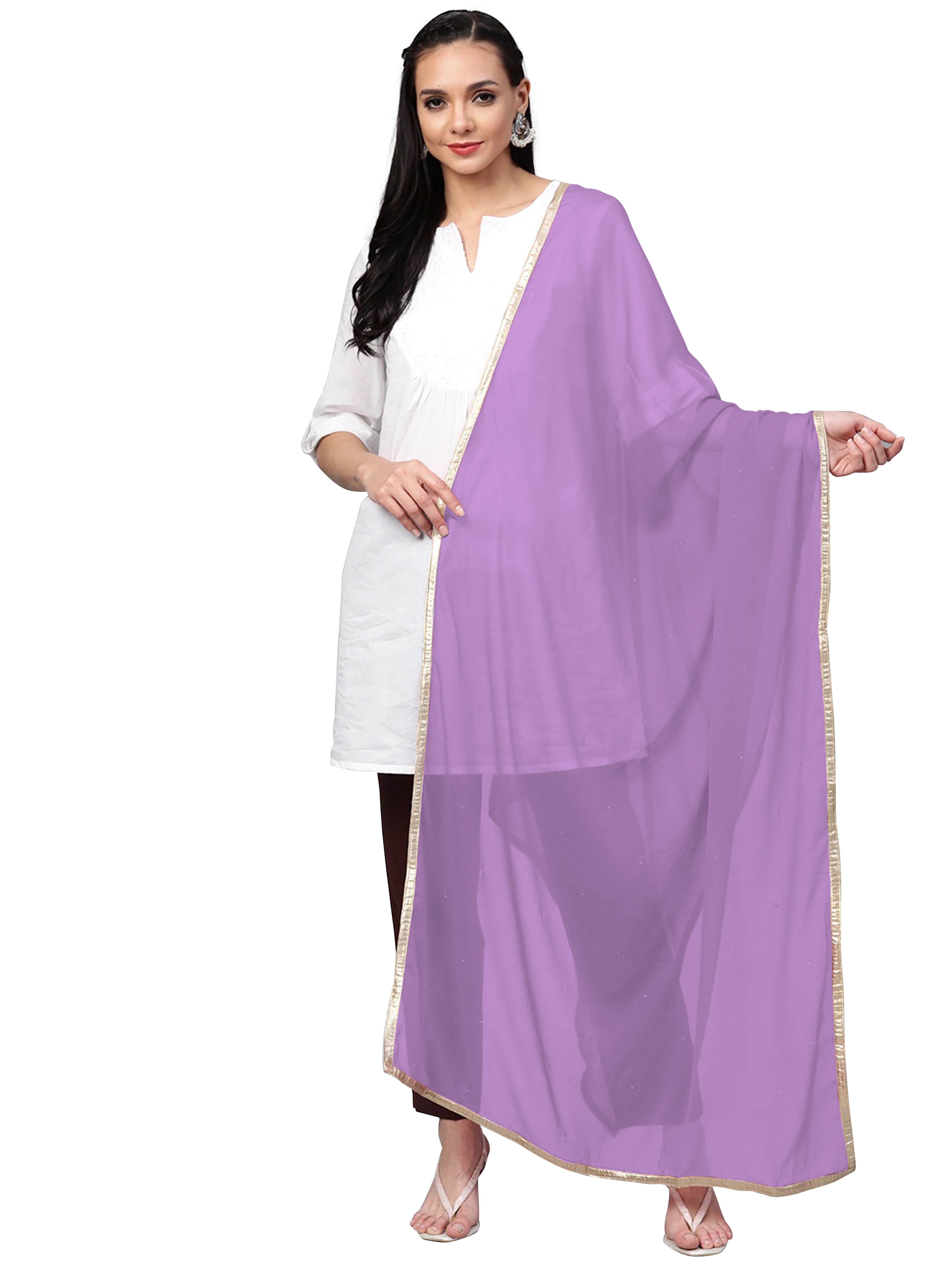 eloria Women Georgette Dupatta With Lace Shawl Wrap Neck Scarves, Color ...