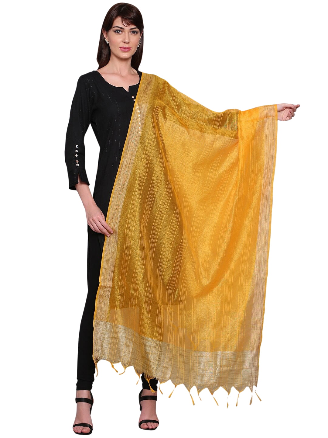 eloria Women's Neck Wrap Designer Solid Art Silk Dupatta Indian Long ...