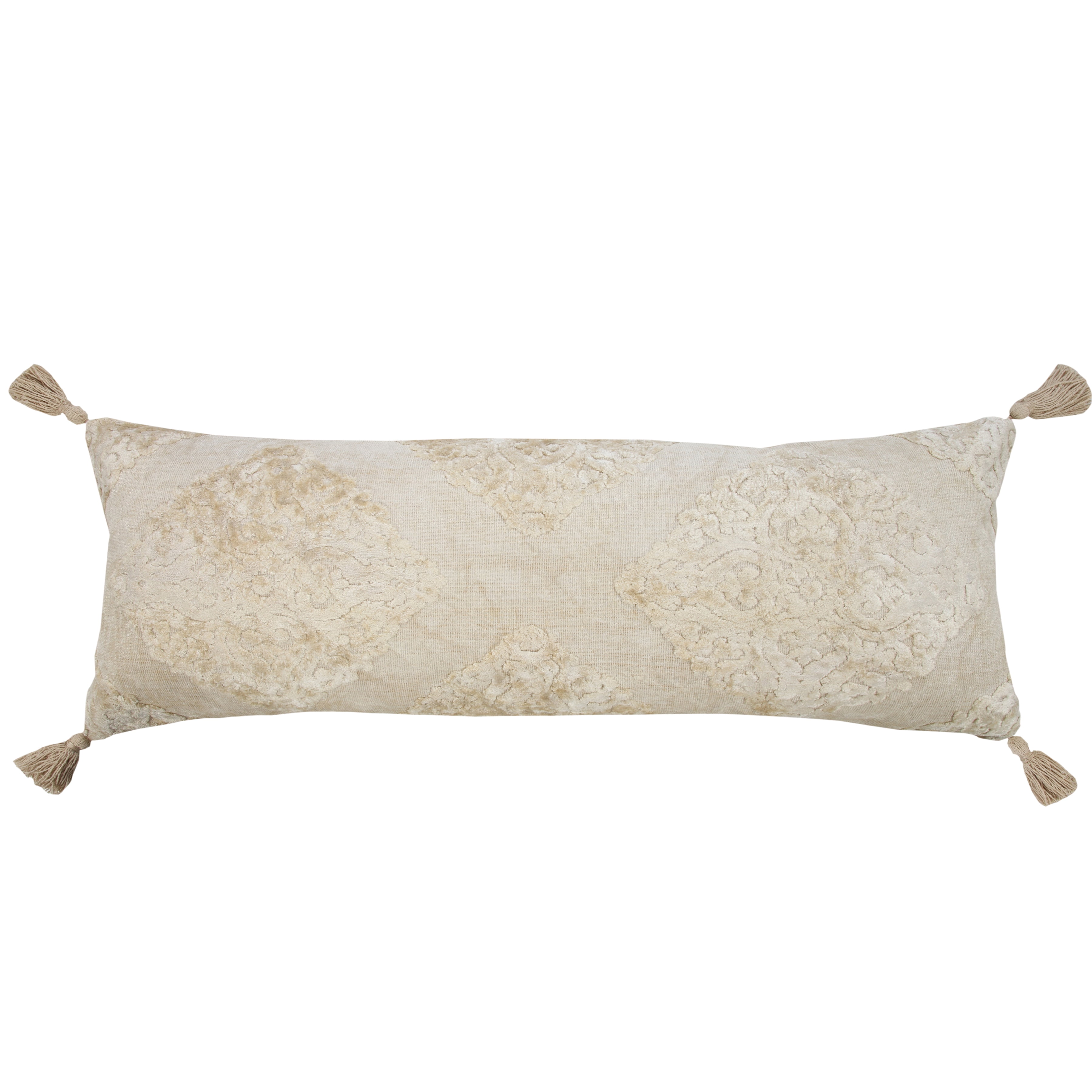 ember interiors Beige Traditional Textured Medallion Lumbar Throw ...