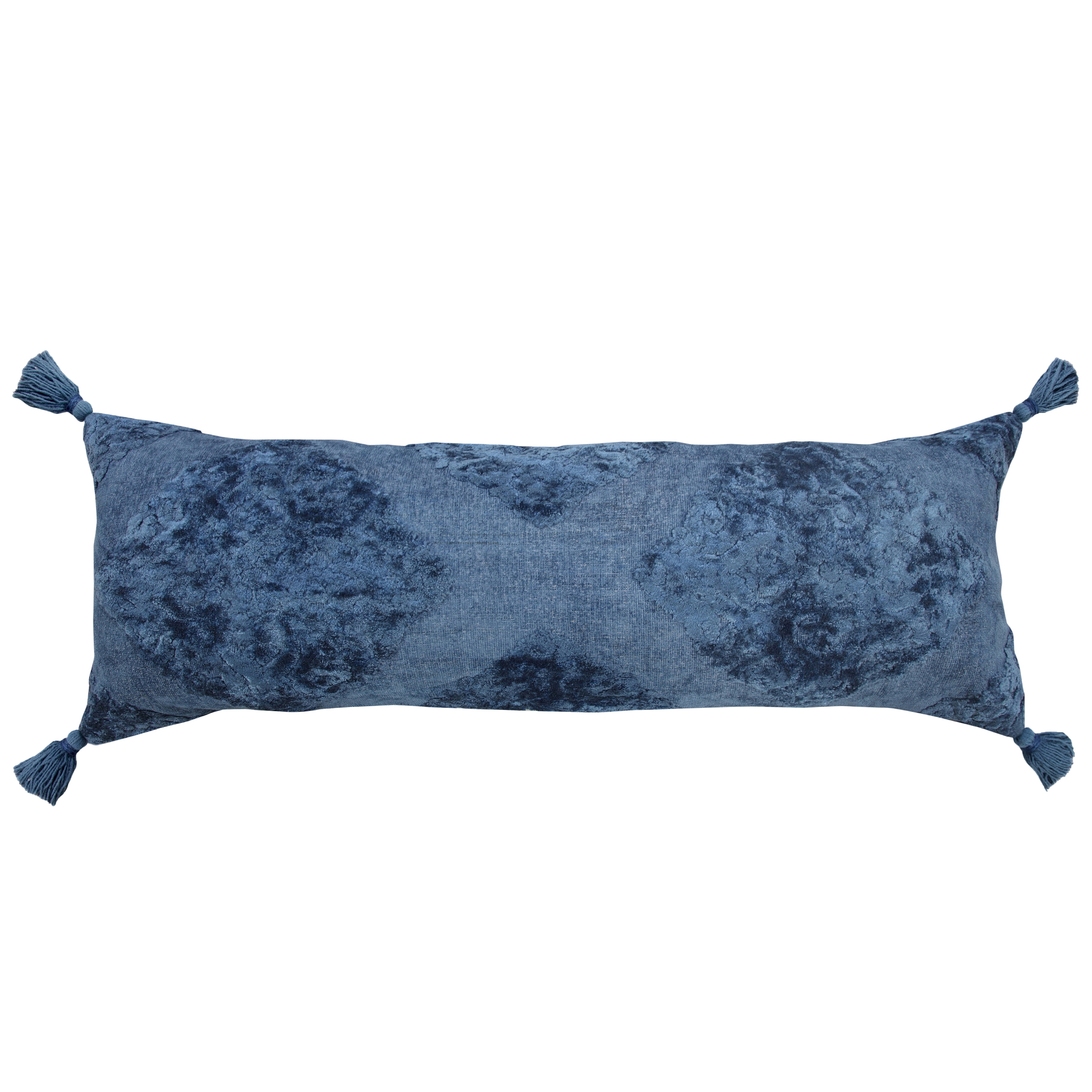 ember interiors Deep Blue Traditional Textured Medallion Lumbar Throw ...