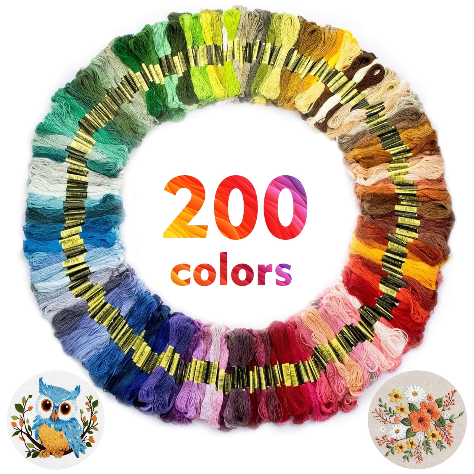 SUSANIA Embroidery Thread 200 Skeins Rainbow Color Embroidery Floss ...