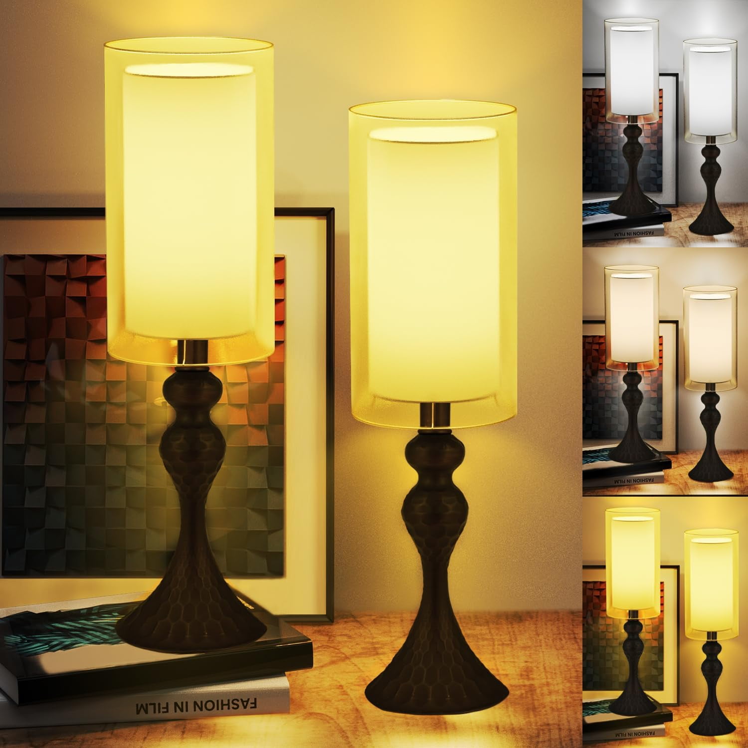 emie 2-Piece Farmhouse Dimmable Lamp Sets of 2, Bronze - Walmart.com