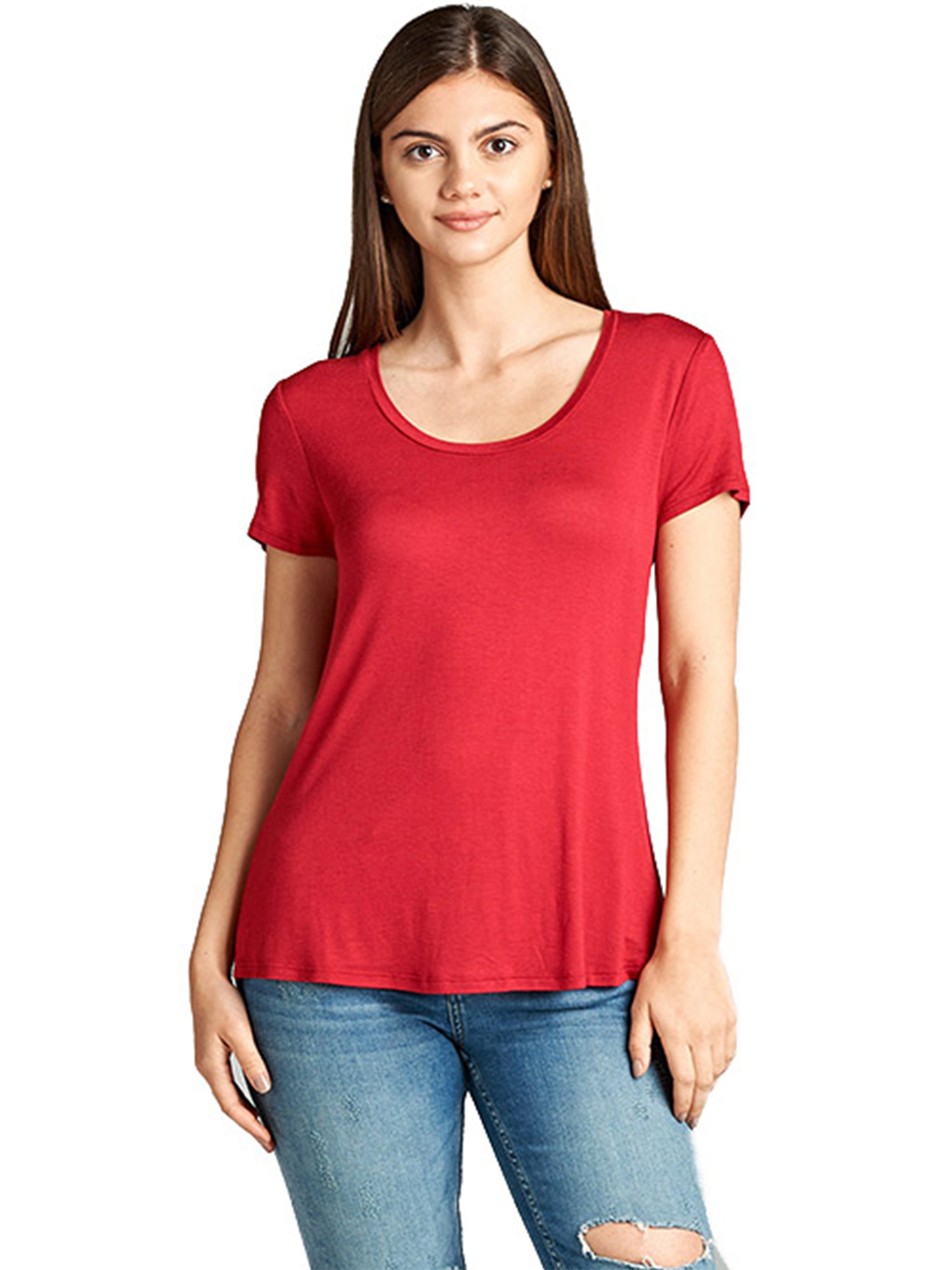 emmalise women's comfy soft flowy tee shirt short sleeves scoop neck ...