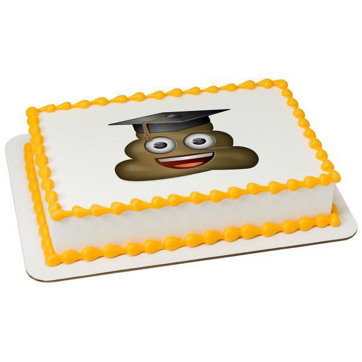 emoji Smiley Poo Grad Edible Cake Topper Image - Walmart.com