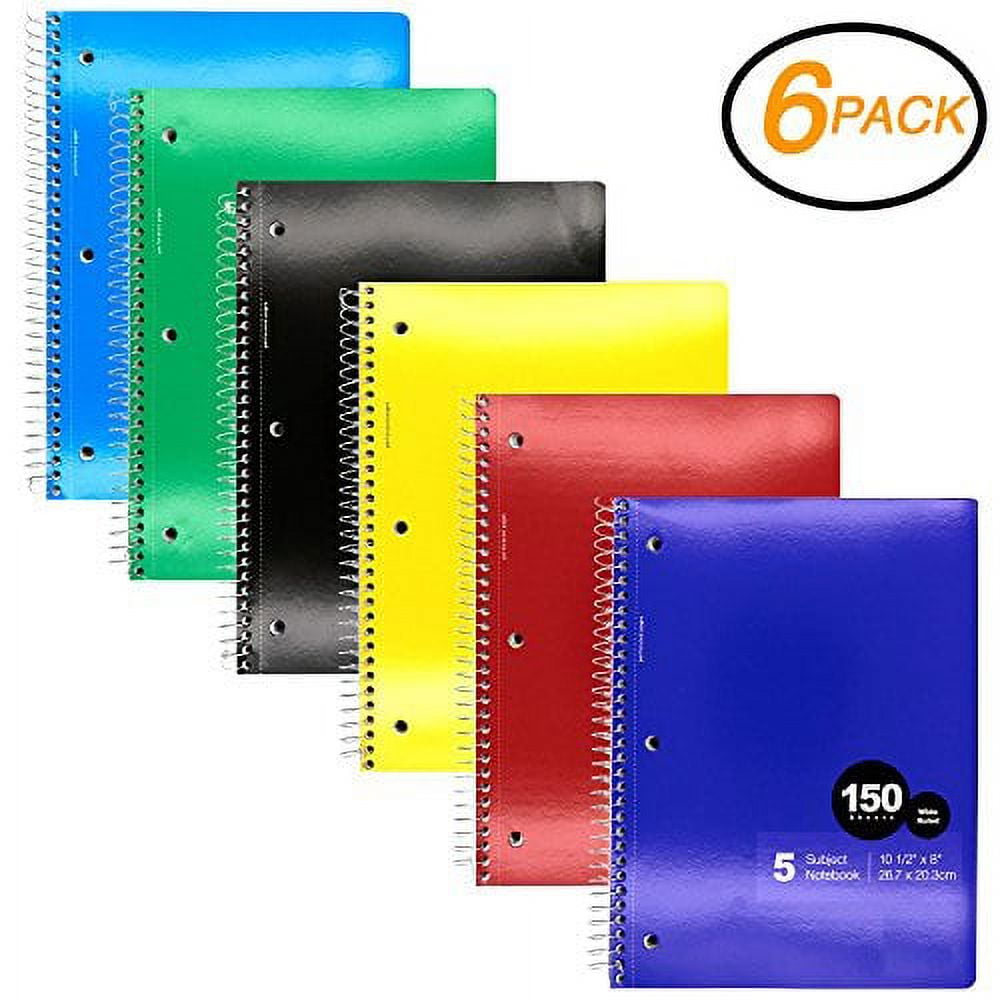 emraw subject spiral notebook 150 sheets wide ruled wire binding ...