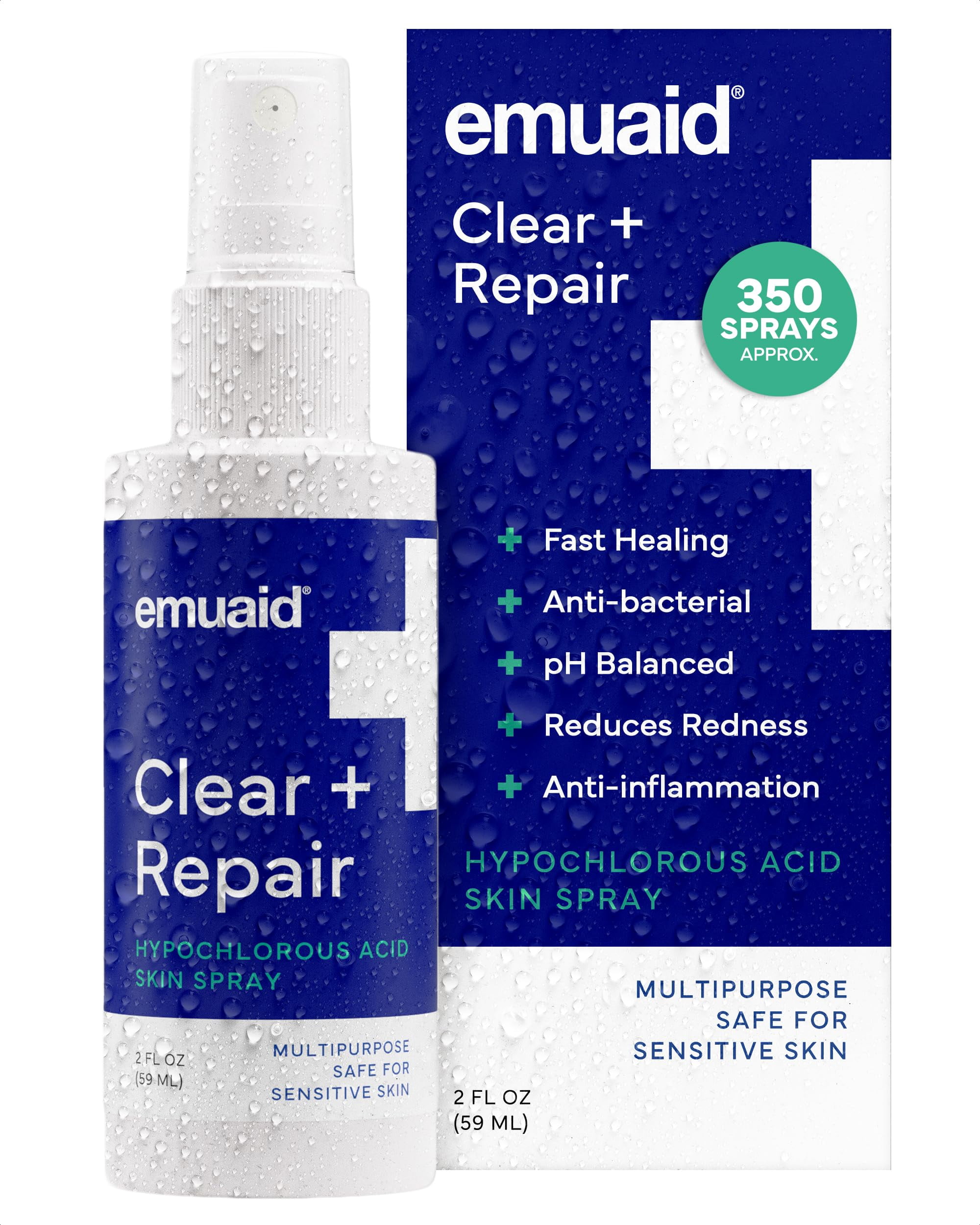 emuaid Clear + Repair XEF1 Hypochlorous Acid Skin Spray, Hydrating Face ...