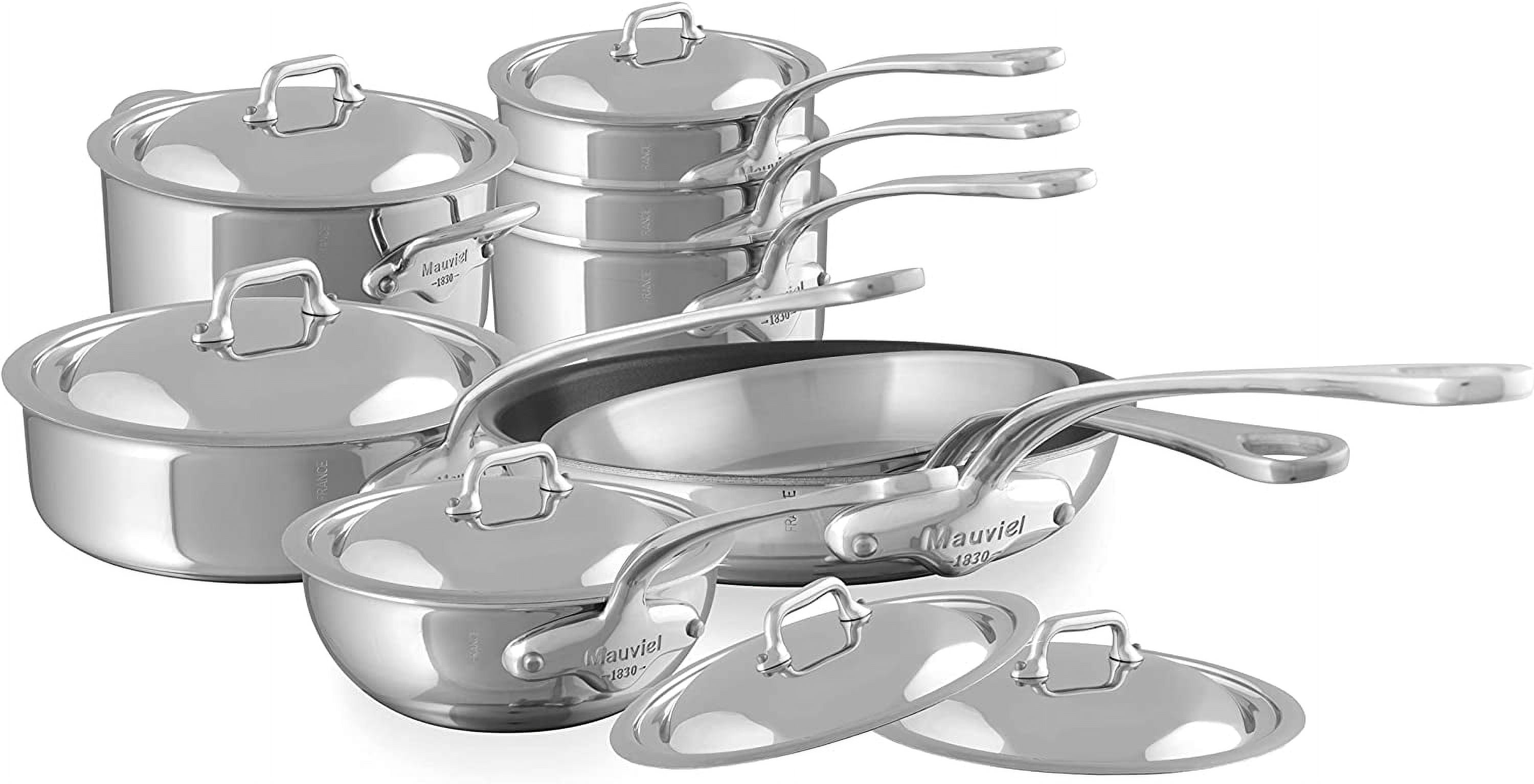 en 1830 M'Cook 5-Ply Polished Stainless Steel 14-Piece Cookware Set ...