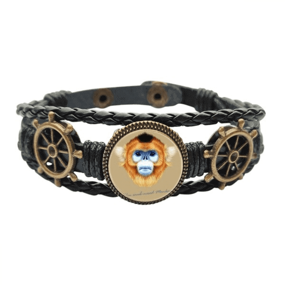 en snub-nosed monkey animal Leather Braided Ocean Bracelet Wristband ...